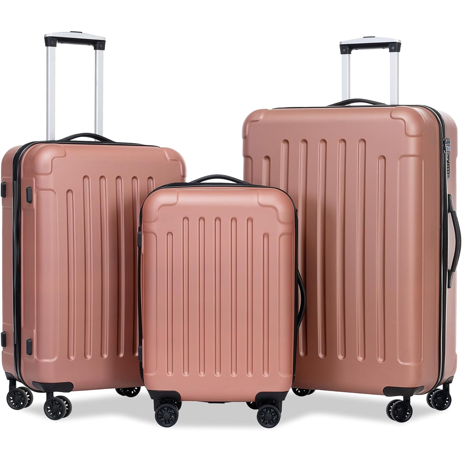 Tzou Hardside Suitcase Luggage Set of 3 with TSA Lock & Spinner Wheels ...