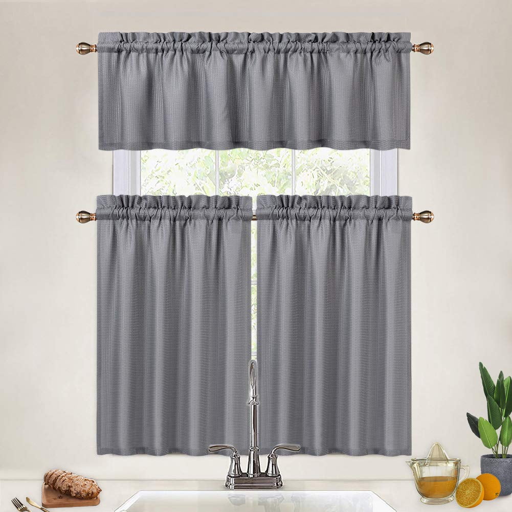 Tzou Kitchen Tier Curtains for Living Room Waterproof Window Curtains ...