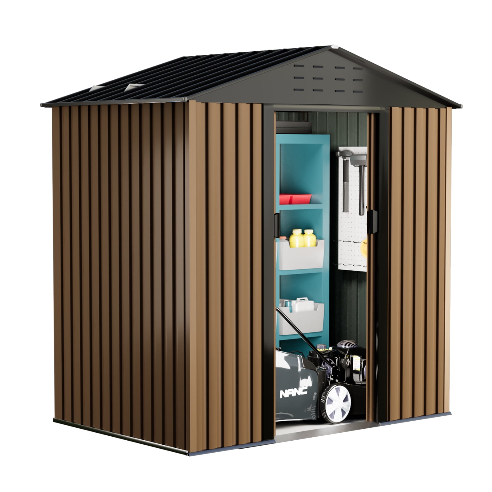 Tzou Metal Outdoor Storage Shed w/Lockable Doors – Waterproof ...