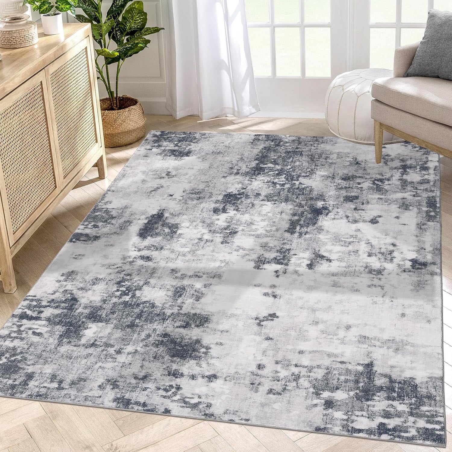 Tzou Modern Abstract Area Rugs 5' x 7' Contemporary Washable Non-Slip ...