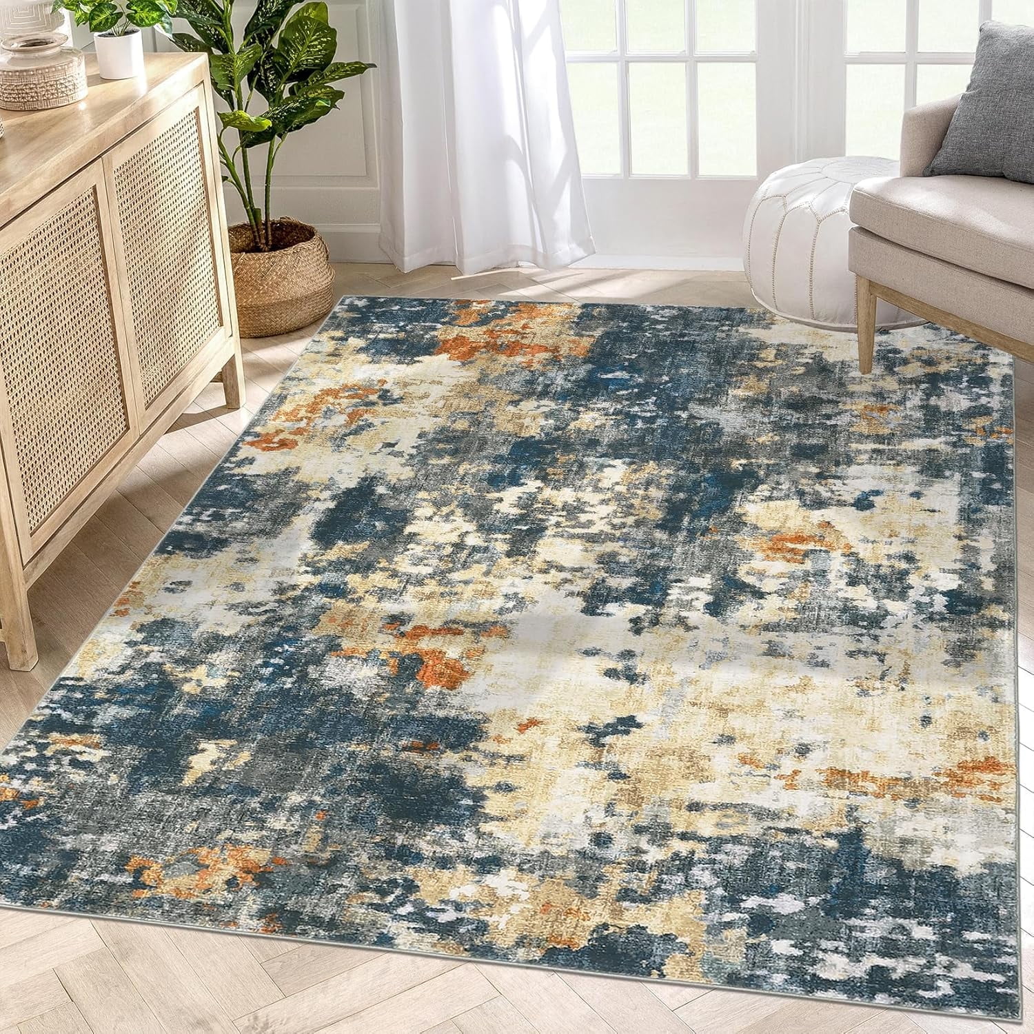 Tzou Modern Abstract Area Rugs 8' x 10' Contemporary Washable Non-Slip ...