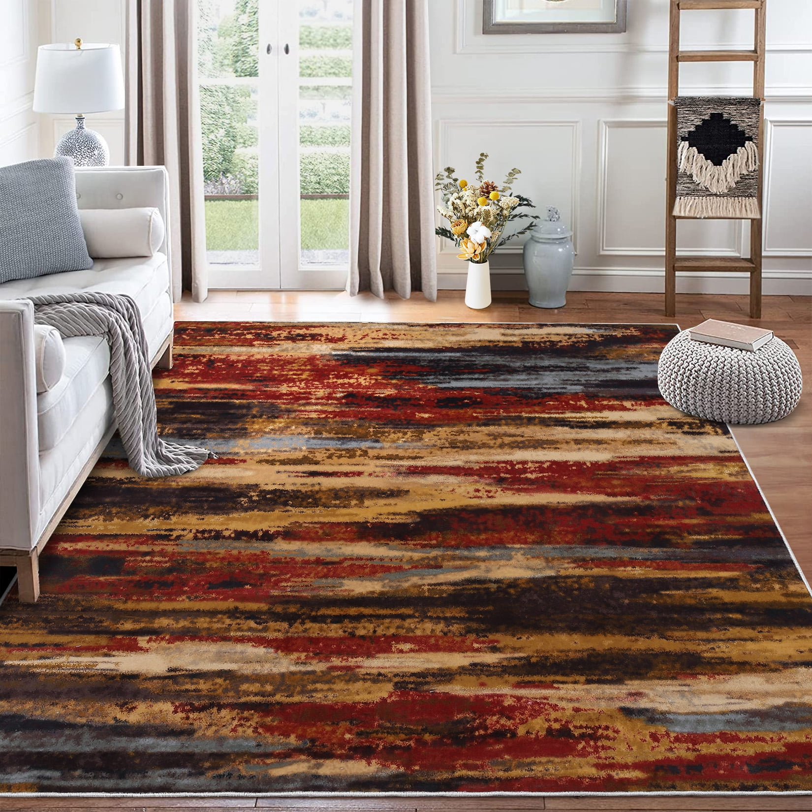 Tzou Modern Abstract Area Rugs - 8x10 Colorful Washable Living Room ...