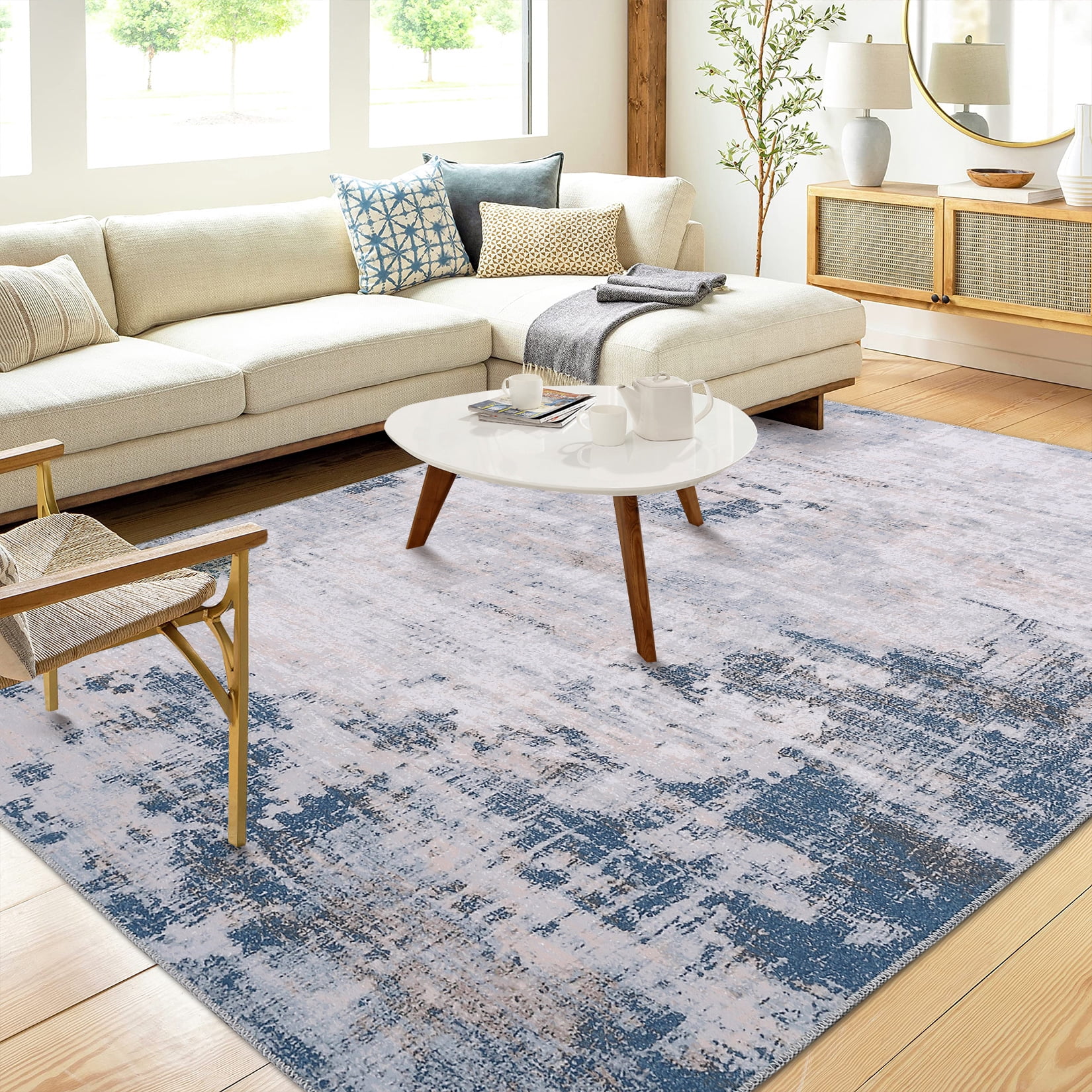 Tzou Modern Abstract Area Rugs for Bedroom Living Room, Rustic Anti ...