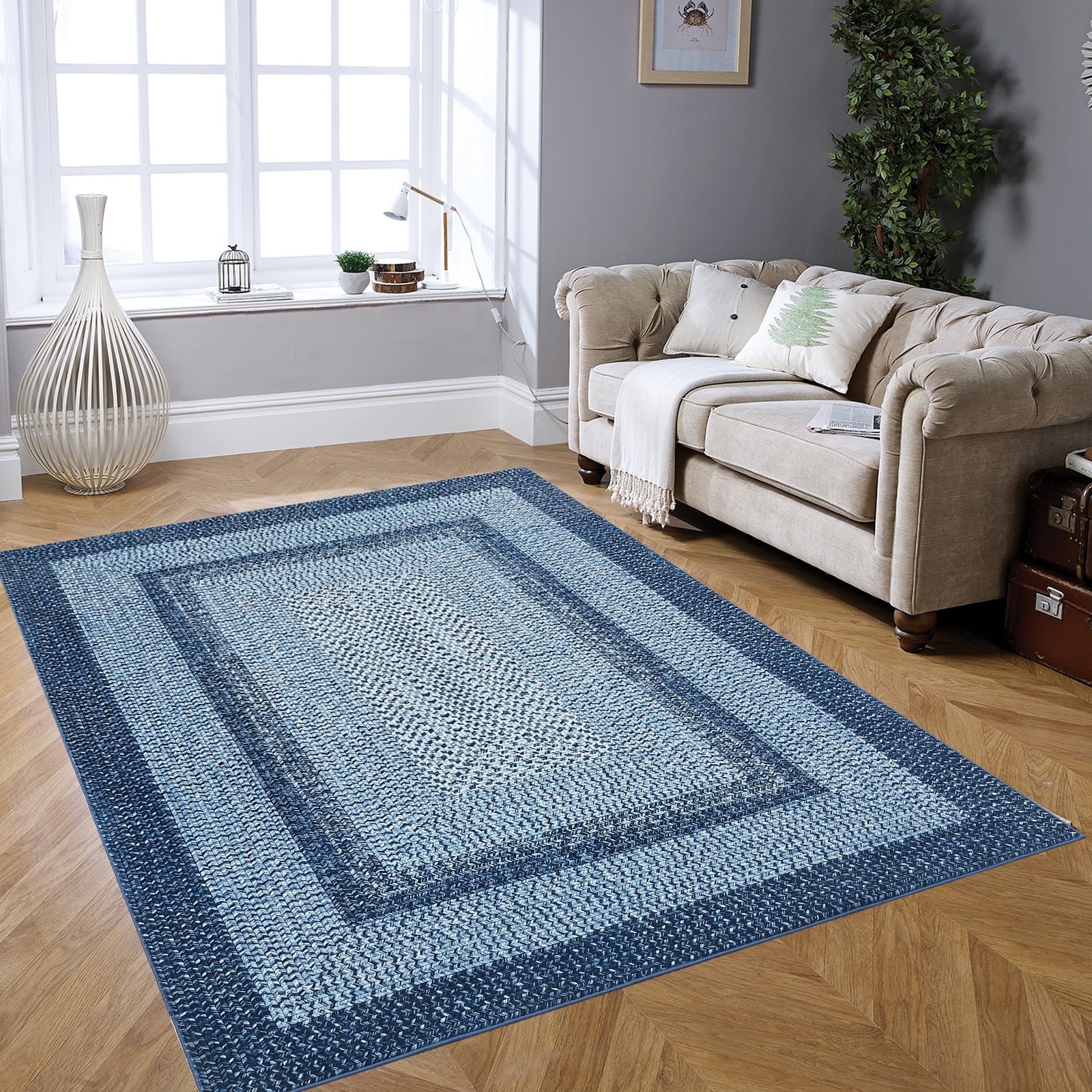 Tzou Modern Braided Print Washable Area Rugs 8x10ft with Anti-Slip TPR ...