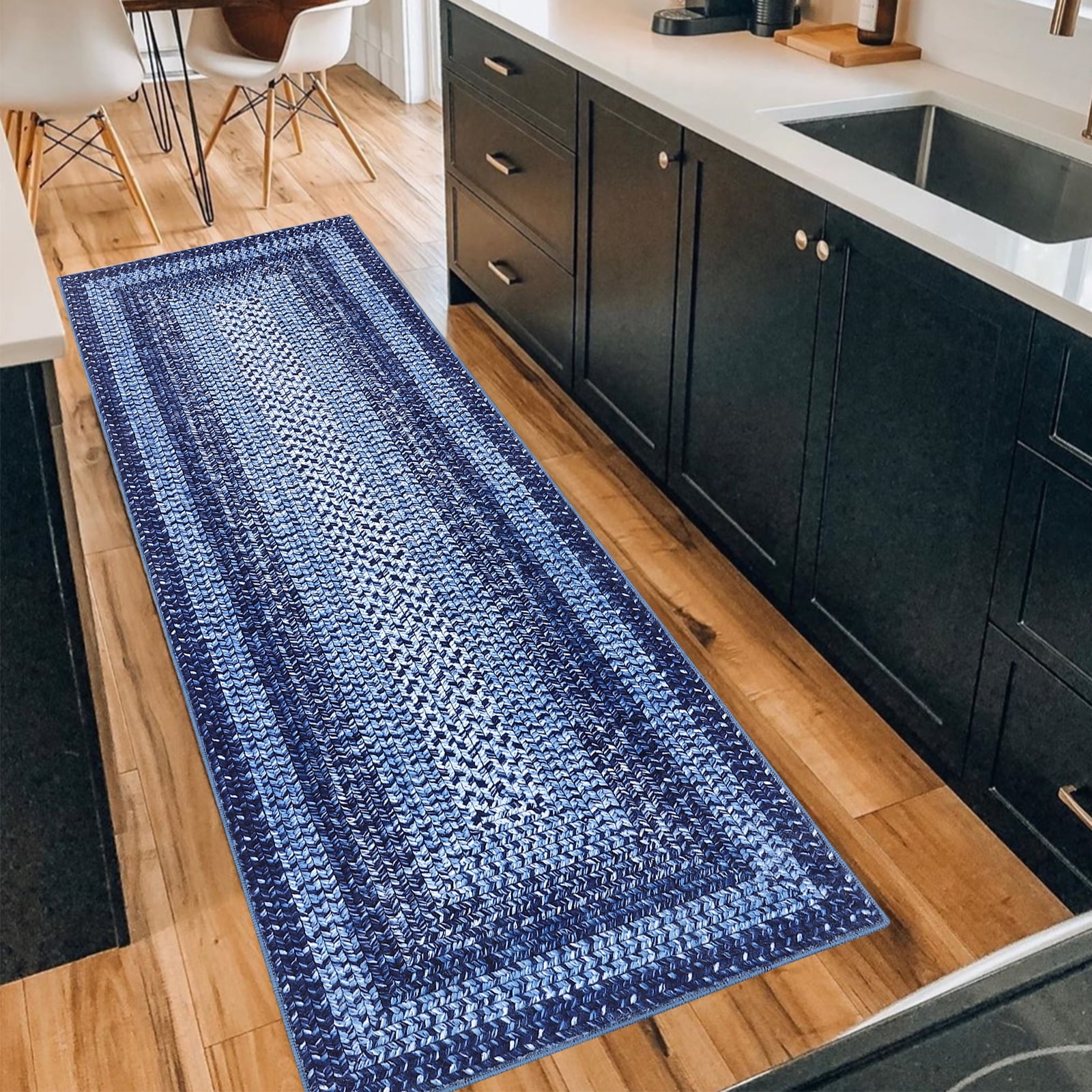 Tzou Modern Braided Print Washable Runner Rug 2x6ft with Anti-Slip Back ...