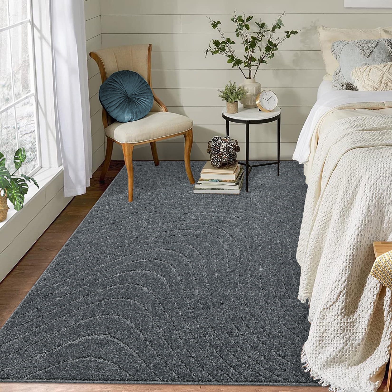 Tzou Modern Shag Large Area Rugs 9'x12' for Bedroom, Stain Resistant ...
