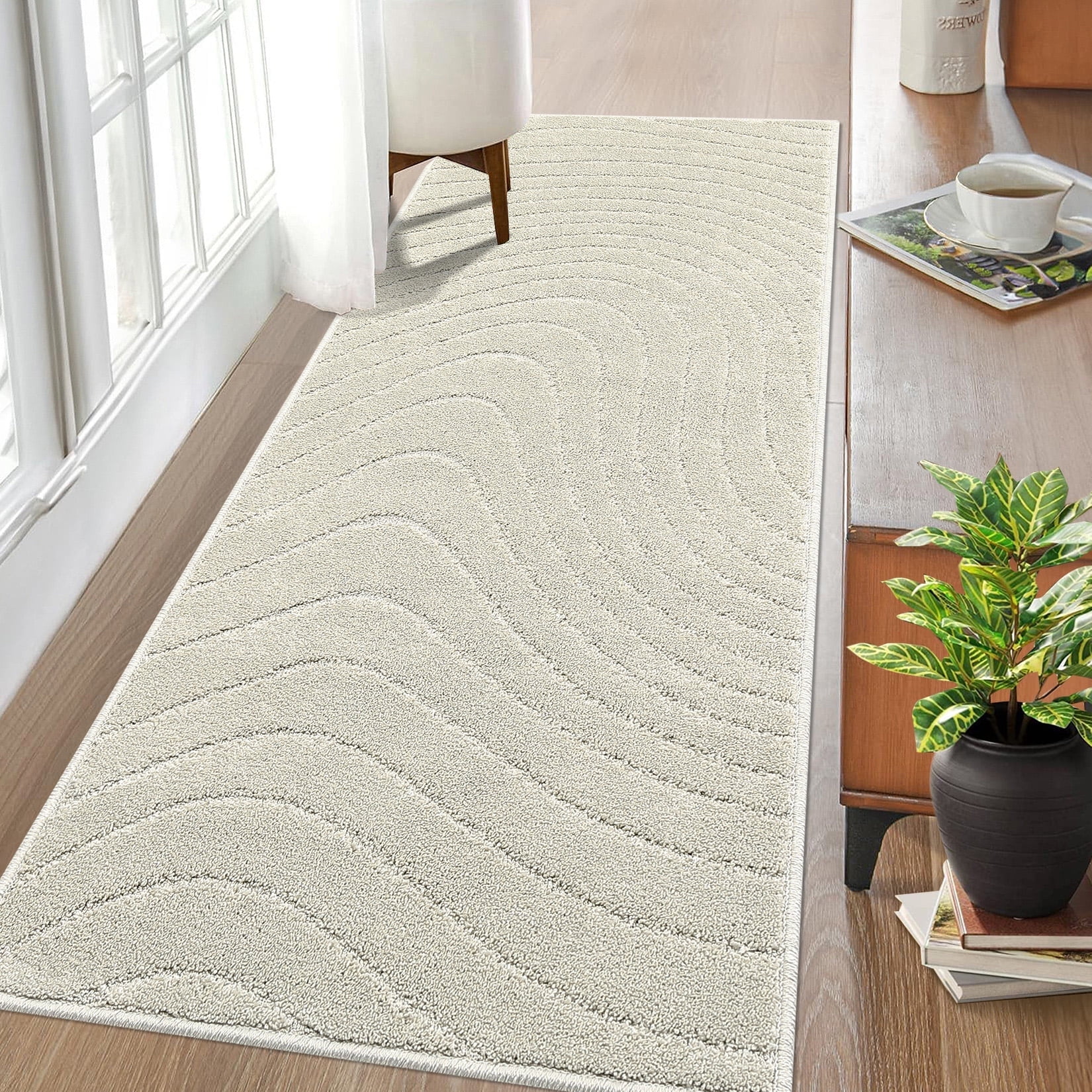 Tzou Modern Shag Runner Rugs 2'x8' for Kitchen, Stain Resistant Thick ...
