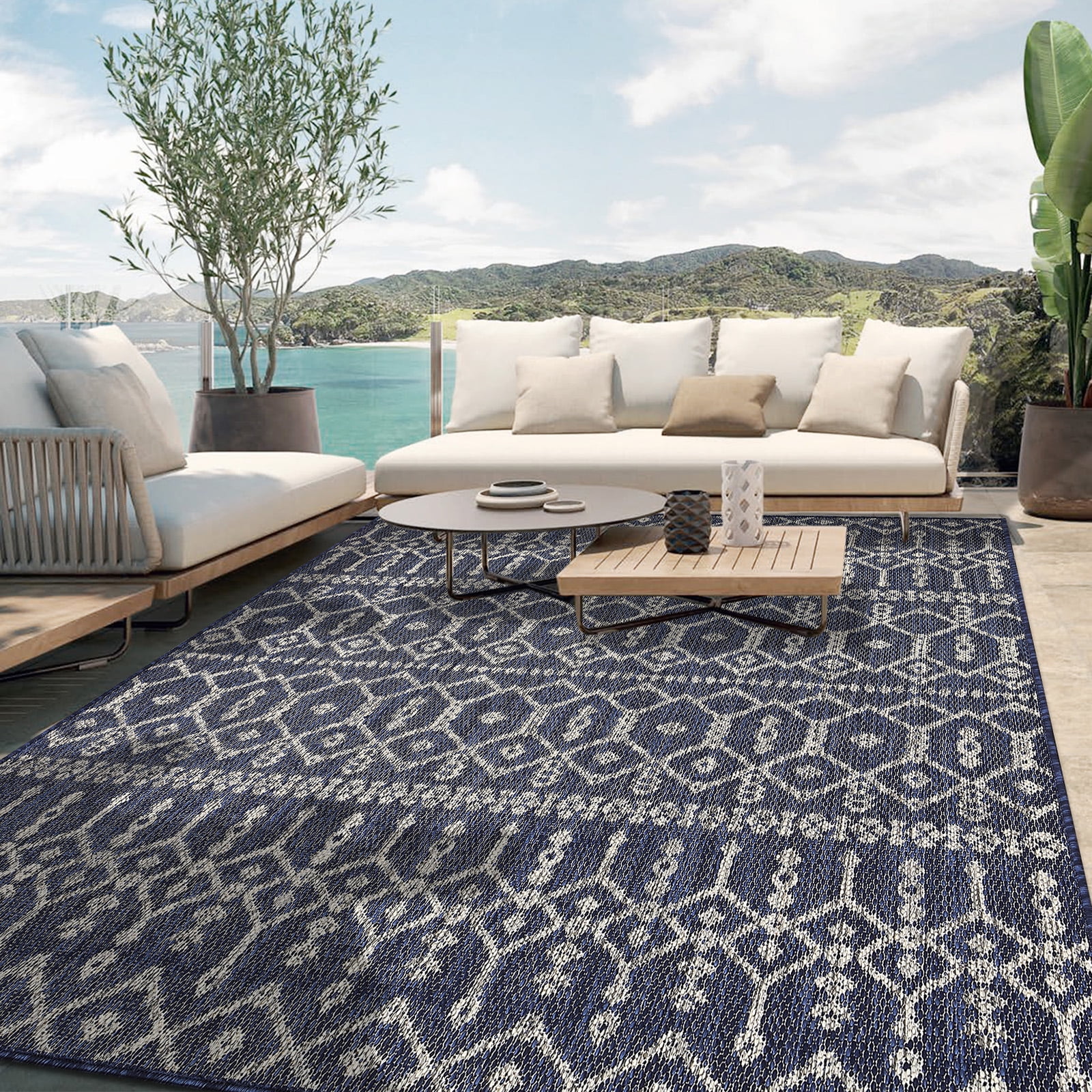 Tzou Moroccan Geometric Area Rugs 8'9"x12'2", Large Boho Fade Resistant ...