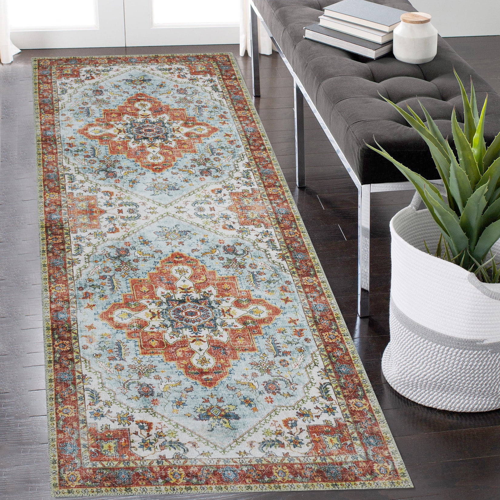 Tzou Persian Area Rug Runner, 2x6 Washable Rugs for Living Room Anti ...