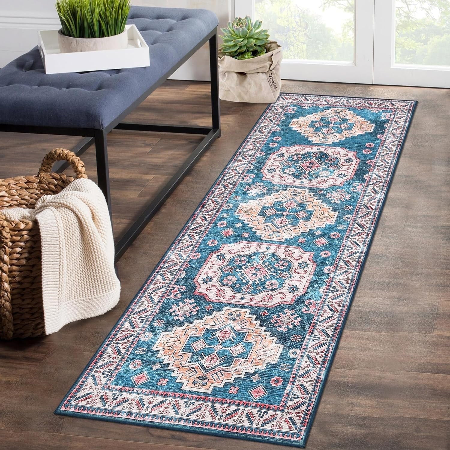 Tzou Persian Rug Runner 2x6 Vintage Entryway Door Mat, Non Slip Floor ...