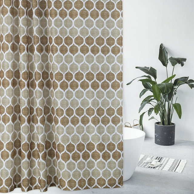 Tzou Stall Fabric Shower Curtain,Geometric Printed Shower Curtain for Bathroom, Heavy Textured ...