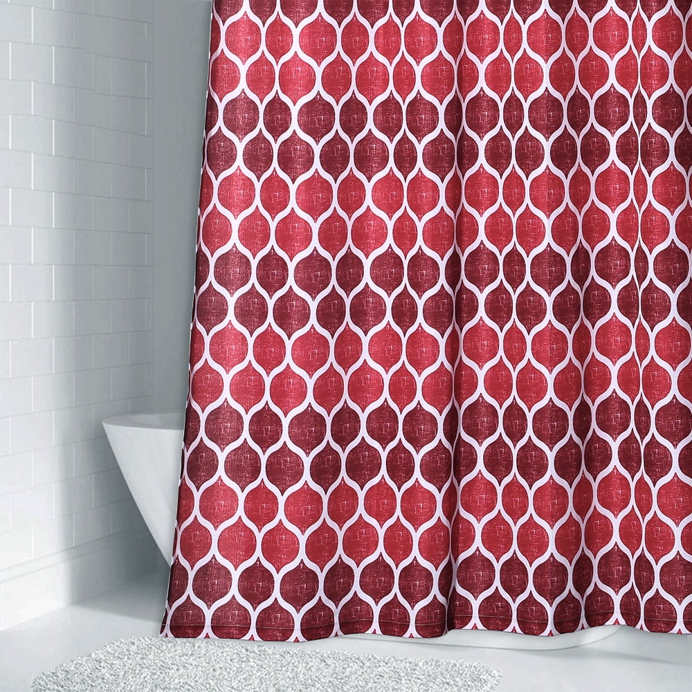 Tzou Stall Fabric Shower Curtain,Geometric Printed Shower Curtain for Bathroom, Heavy Textured ...