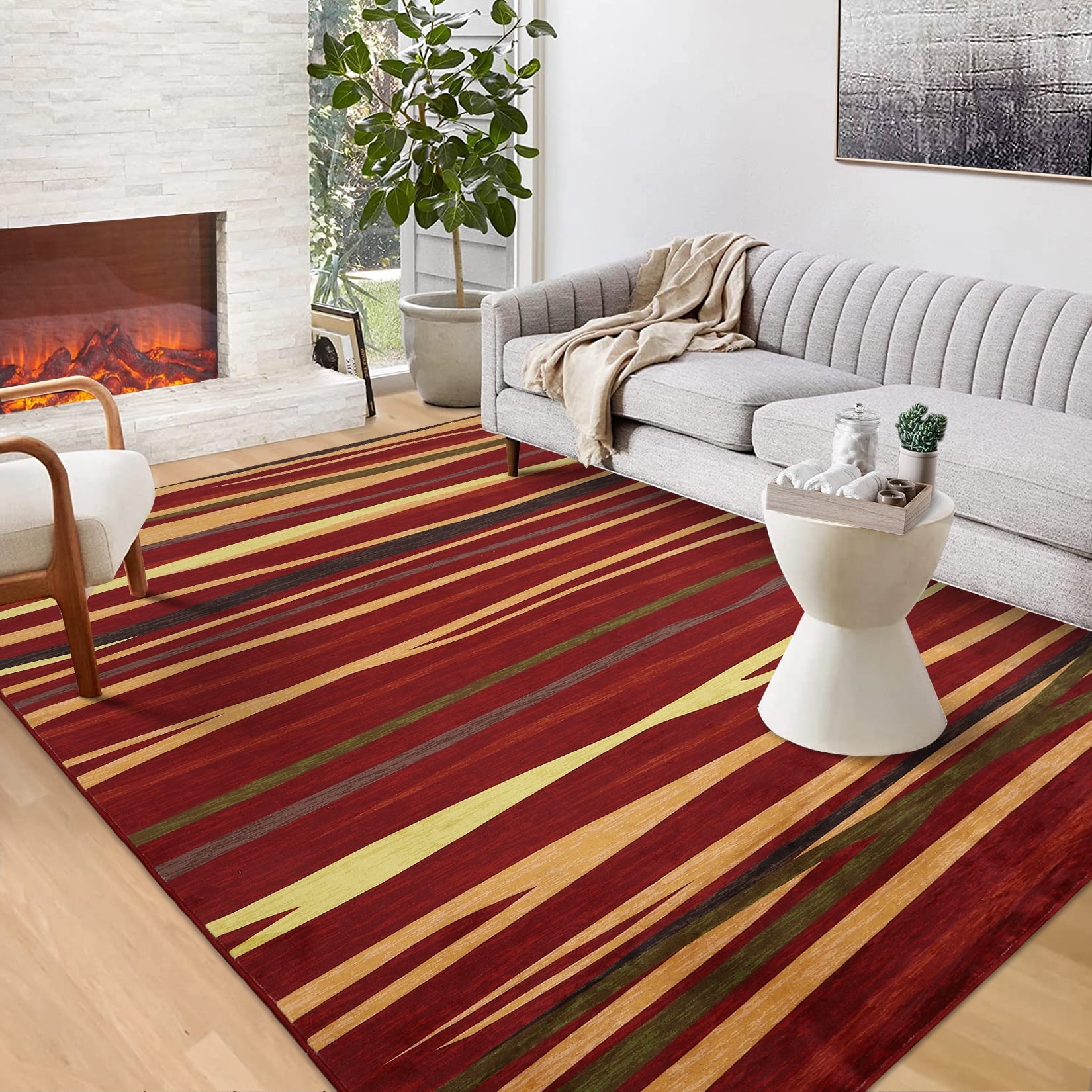 Tzou Washable Area Rugs 4x6, Modern Colorful Abstract Carpet for ...