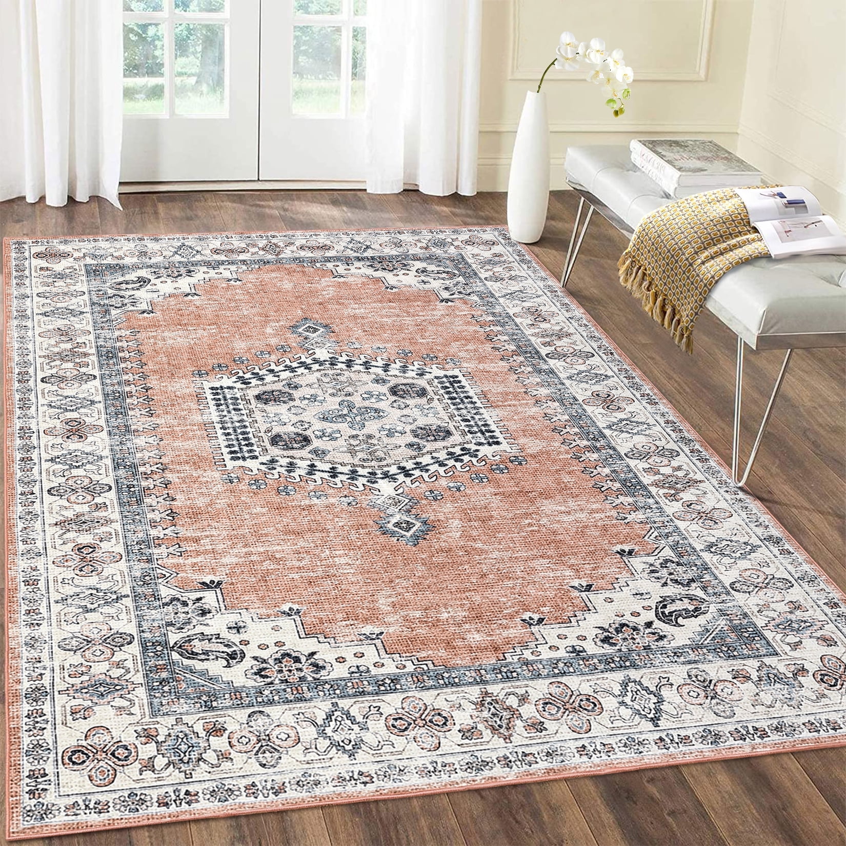 Tzou Washable Area Rugs 8x10ft for Living Room, Bohemian Super Soft ...