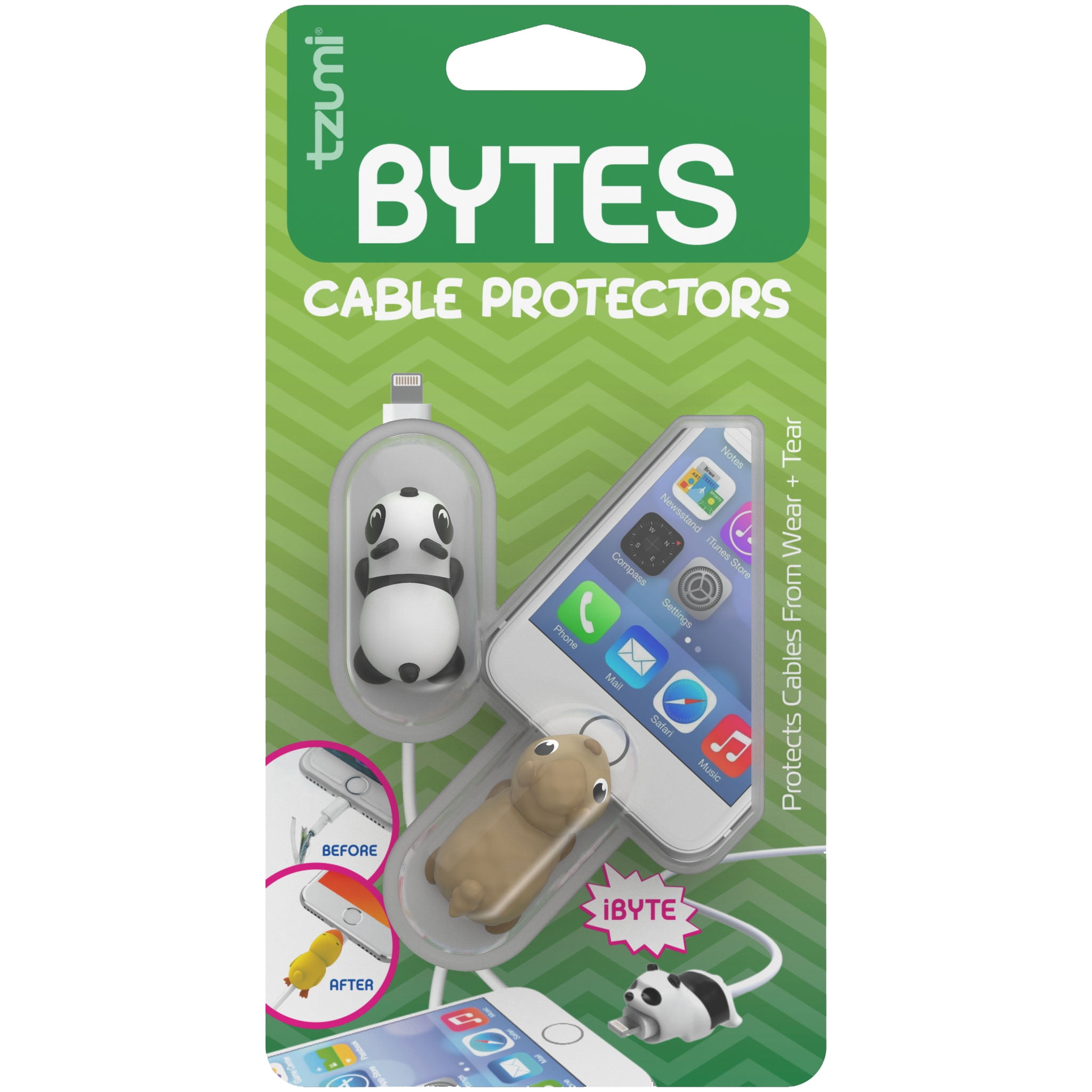 Tzumi Bytes Silicone Universally-Fitting Cable Protector 2-Pack: Panda ...