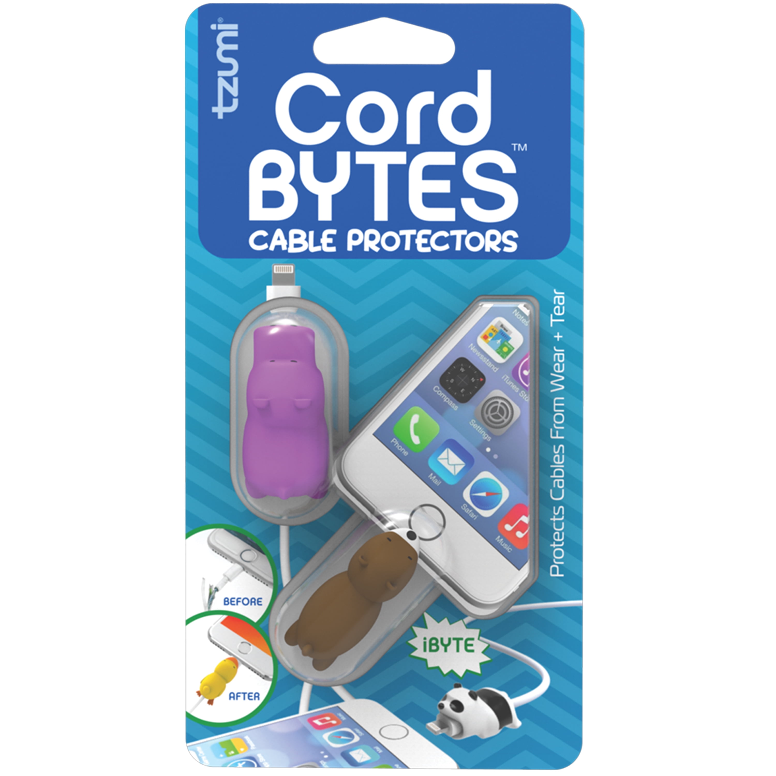 Tzumi Cord Bytes 2-Pack - Silicone Universally-Fitting Cable Protectors ...