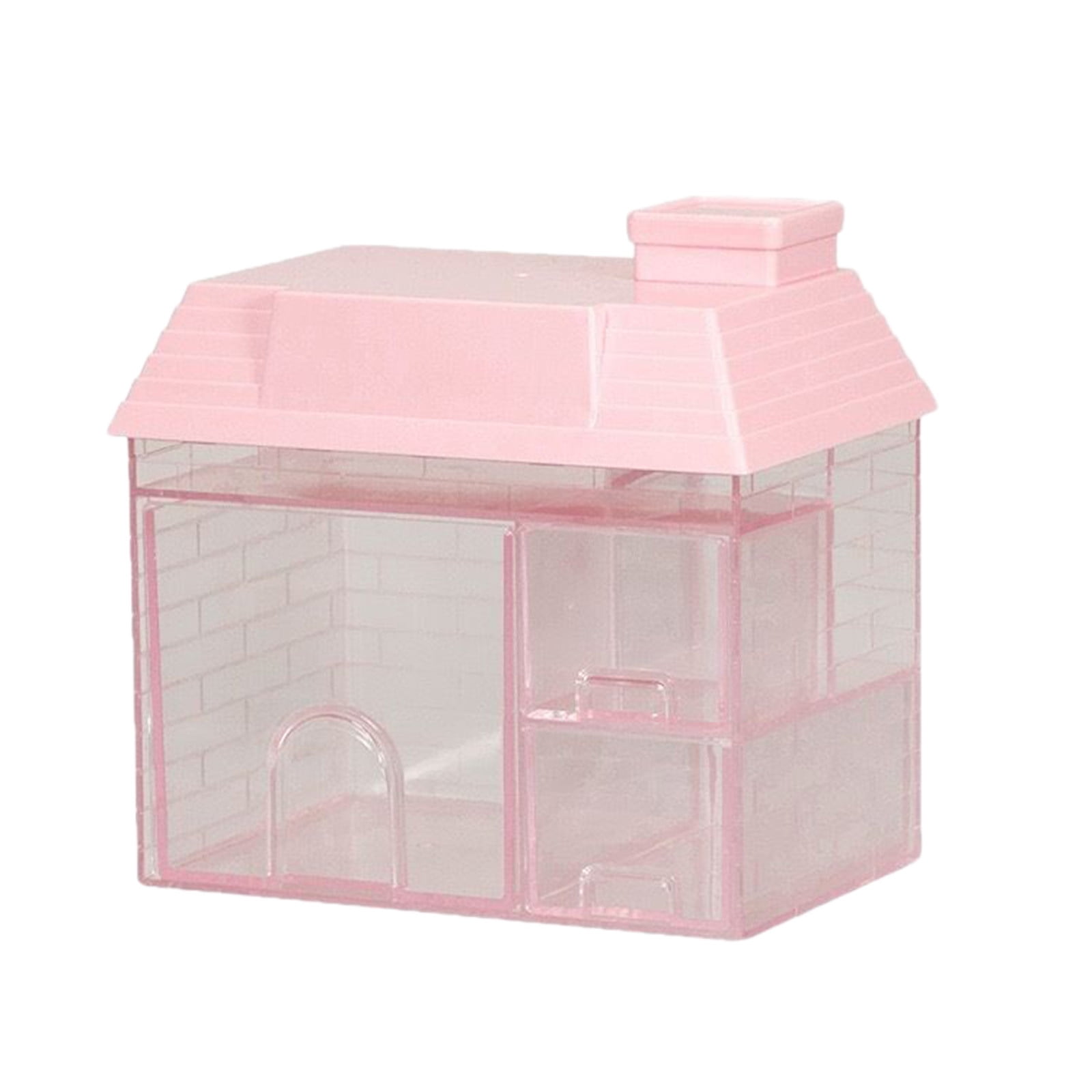 U-383 Pink Decorative House Shape Storage Box Desktop Organizer Multi ...