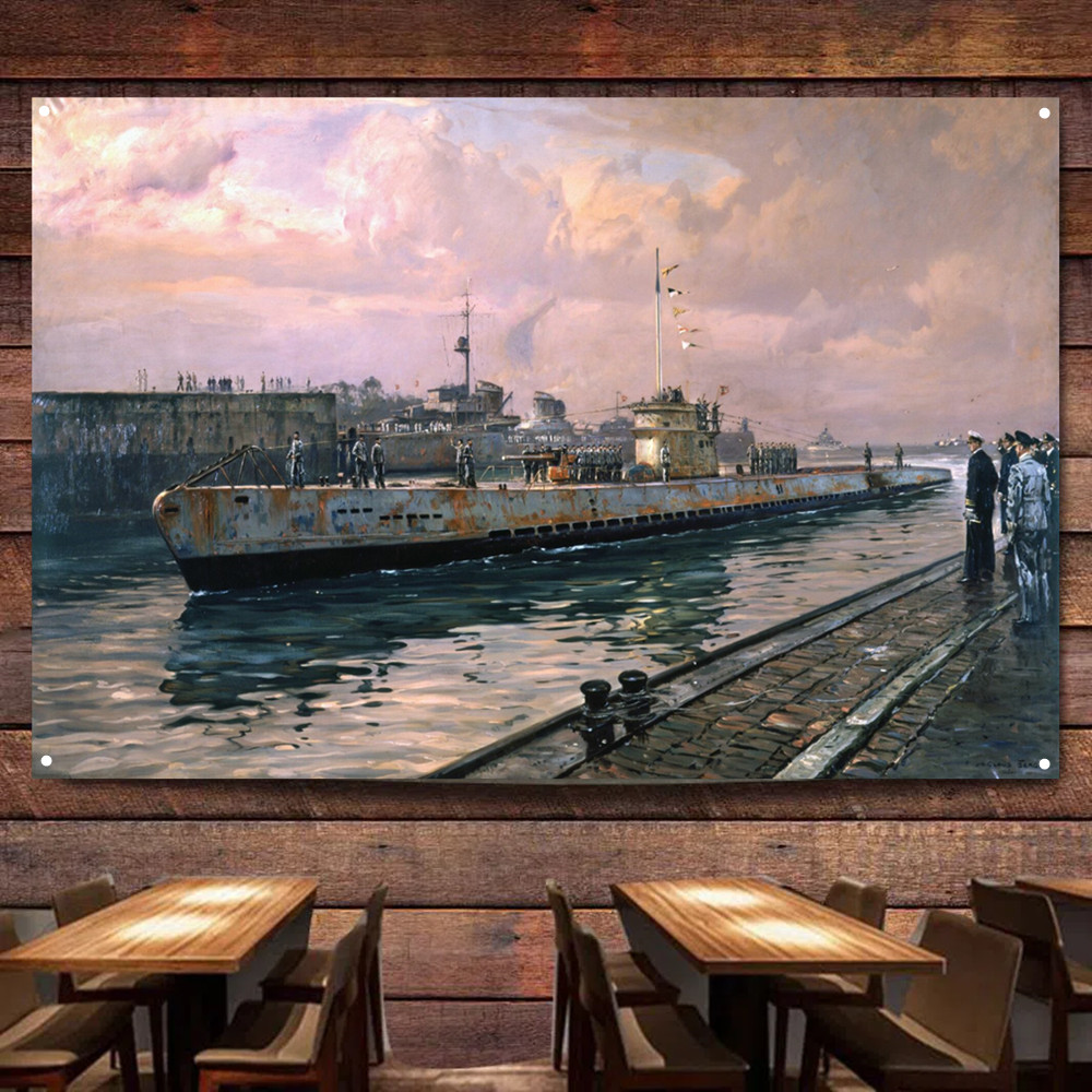 U-Boat Marauders on American Coast Flag Banner Wall Chart Canvas ...
