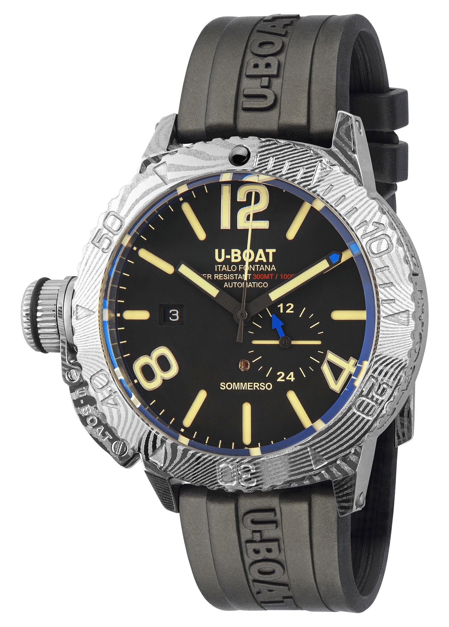 U-Boat Sommerso Damasco Automatic Damascus Steel Black Dial Black ...