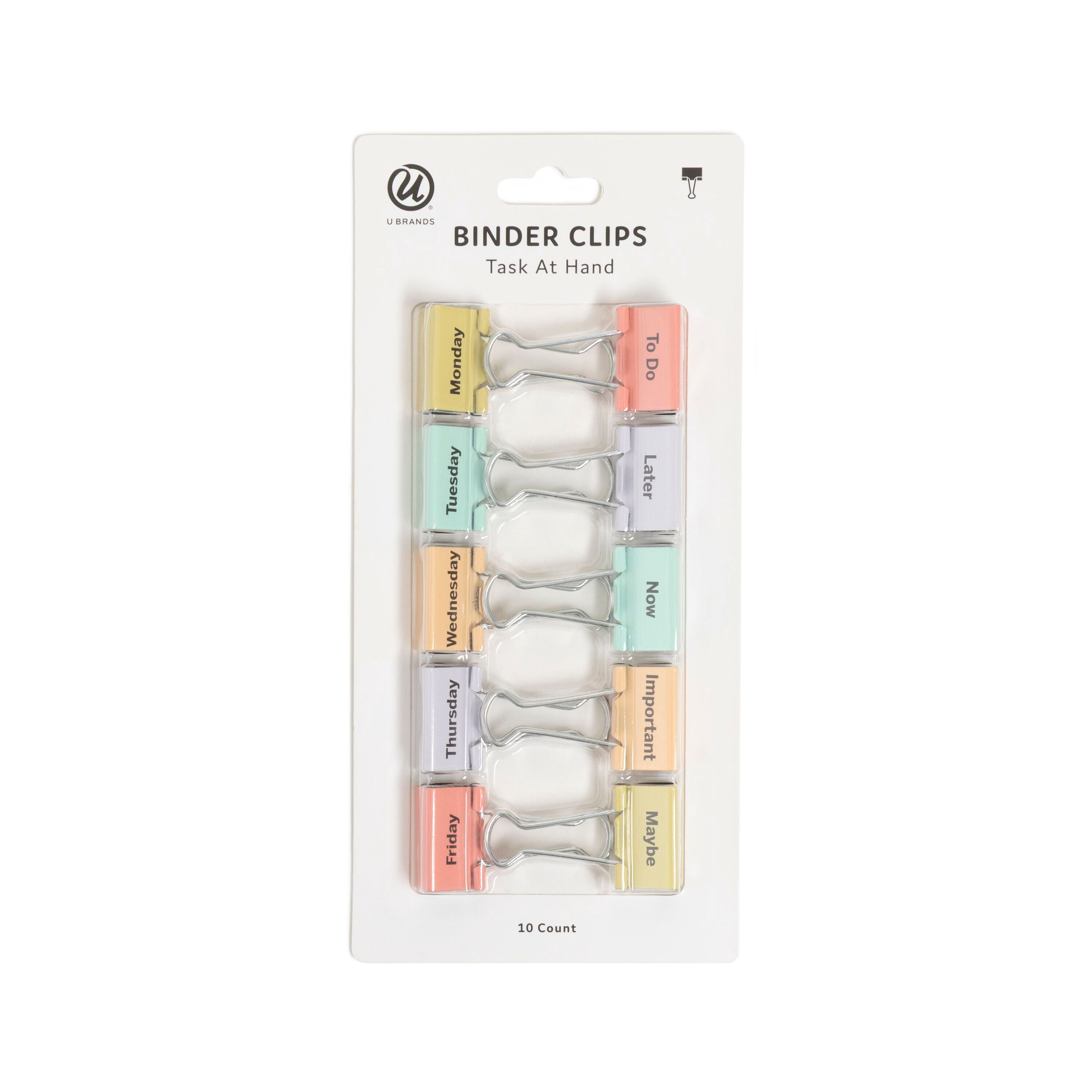 U Brands Task on Hand Binder Clips, 32mm, Assorted, 10 Piece Count ...