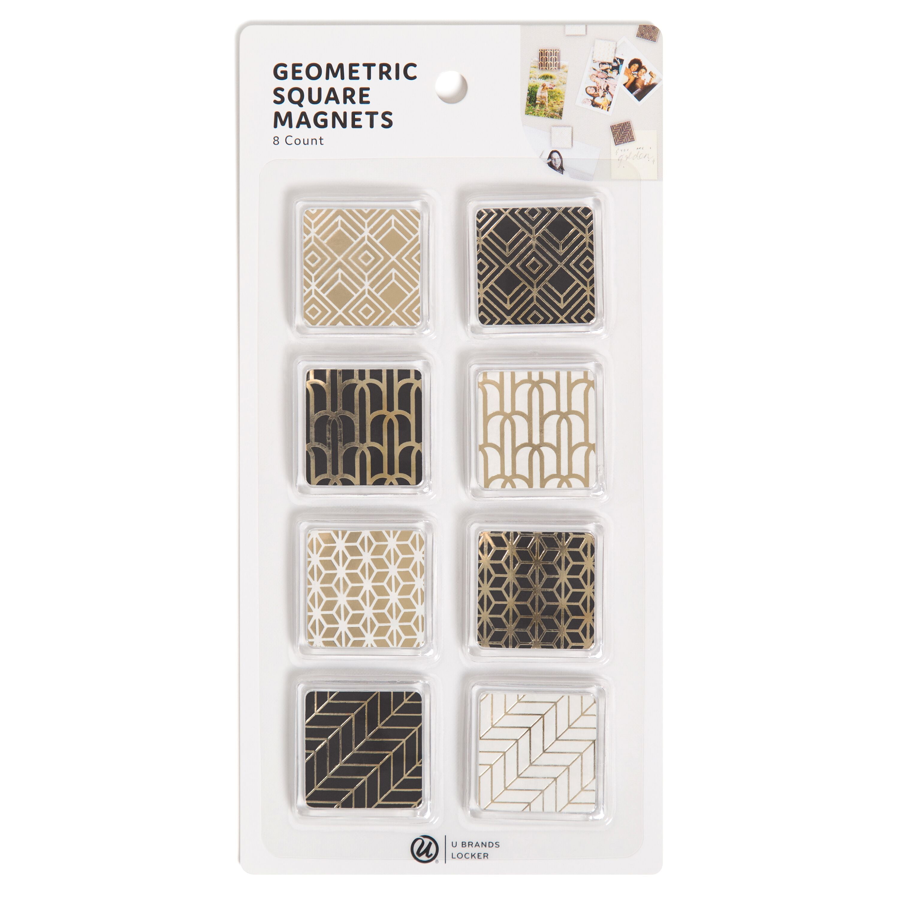 U Brands 8 Count Square Magnets Elegant Decorative Locker Accessory ...