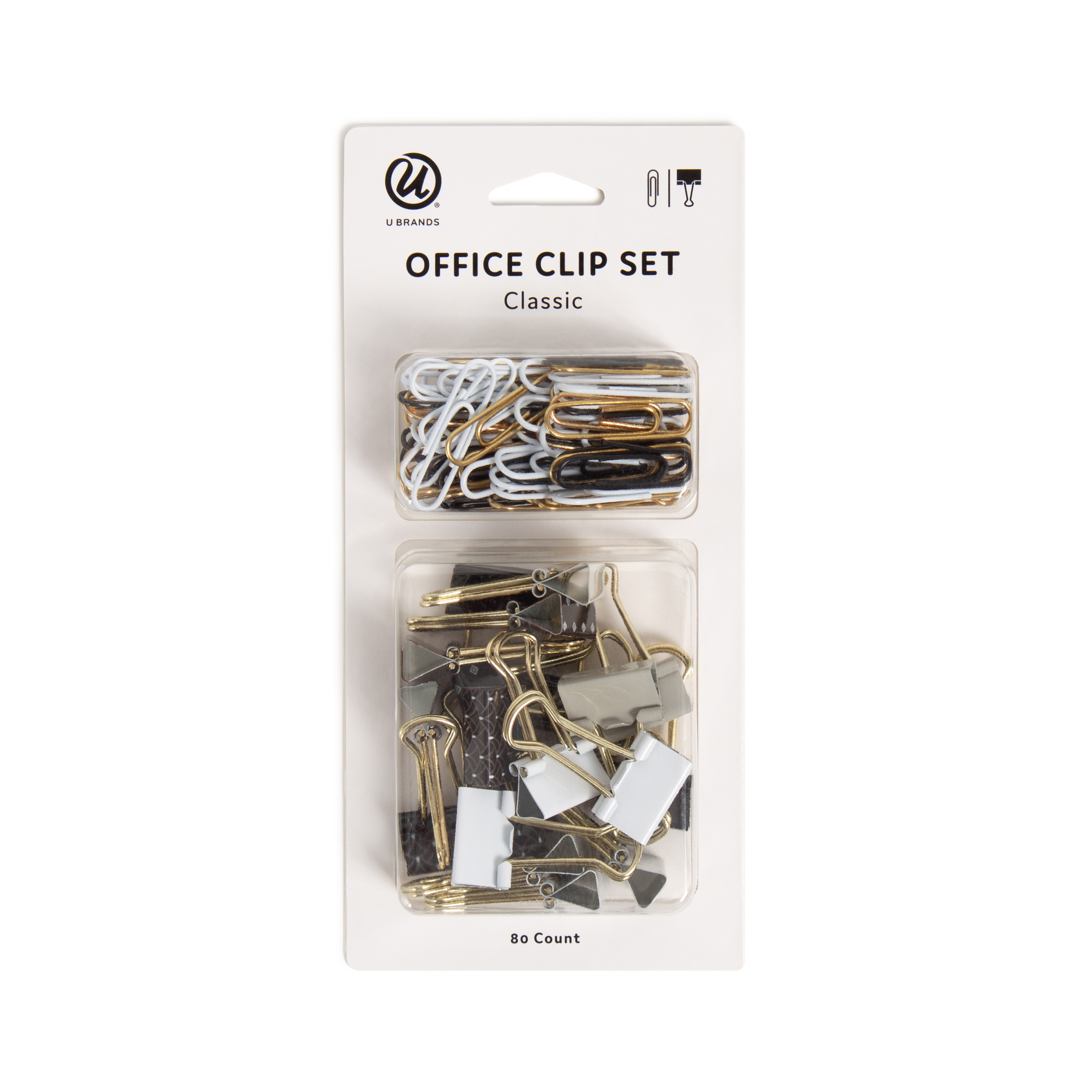 U Brands Freeform Stripe Office Kit, Binder Clips, 68 Pieces, Multi ...
