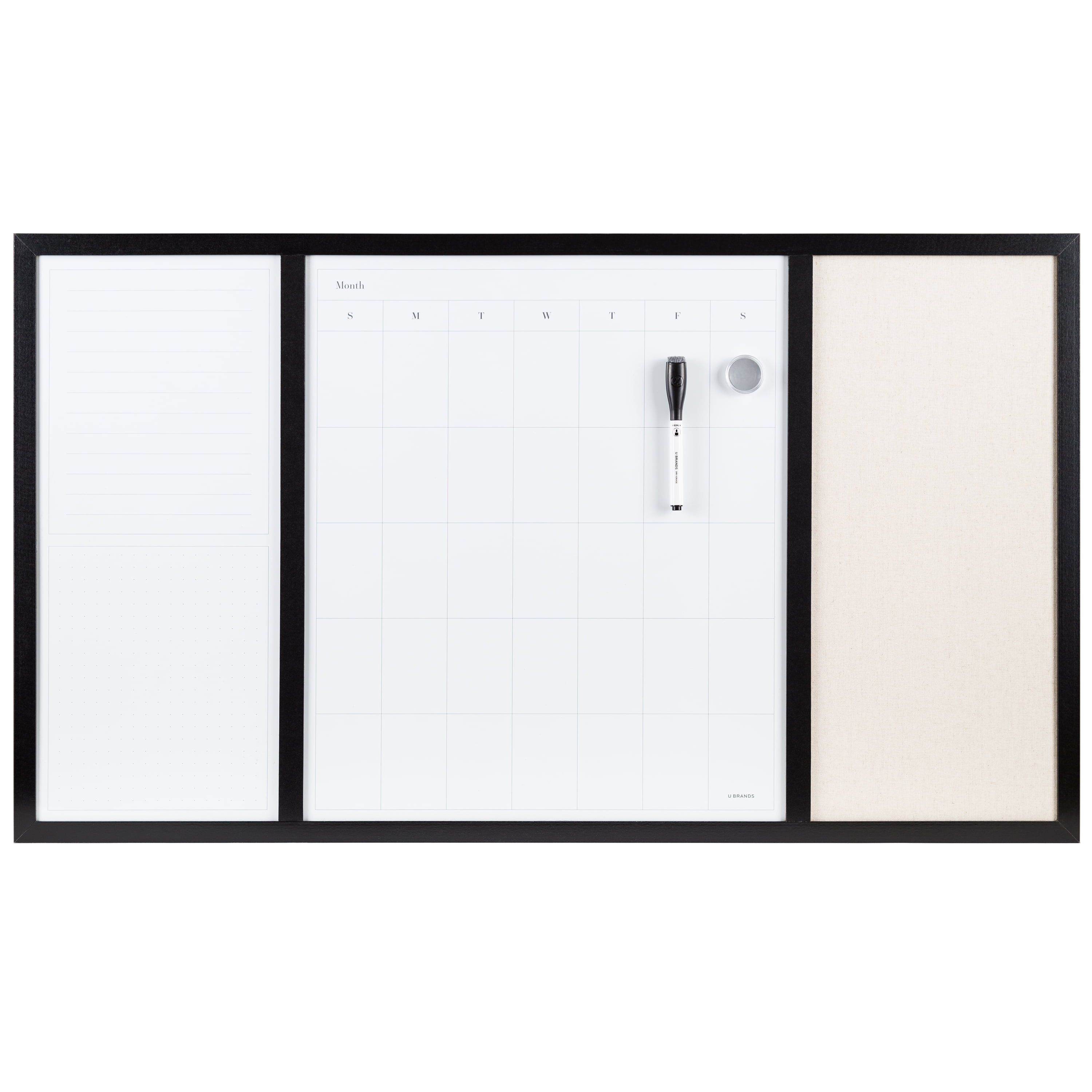U Brands Command Center Whiteboard and Linen Bulletin Board, 20" x 35 ...