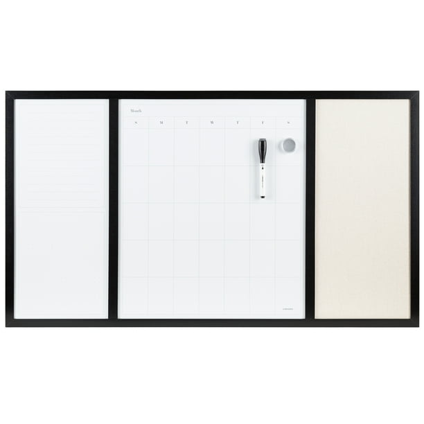 U Brands Command Center Whiteboard and Linen Bulletin Board, 20" x 35 ...