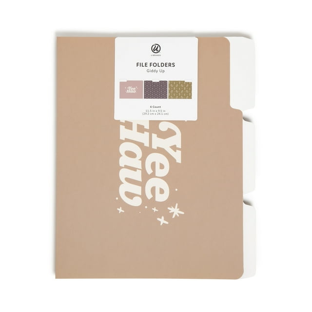 U Brands Decorative File Folders, Set of 6, Giddy Up, 1/3-Cut Tabs ...