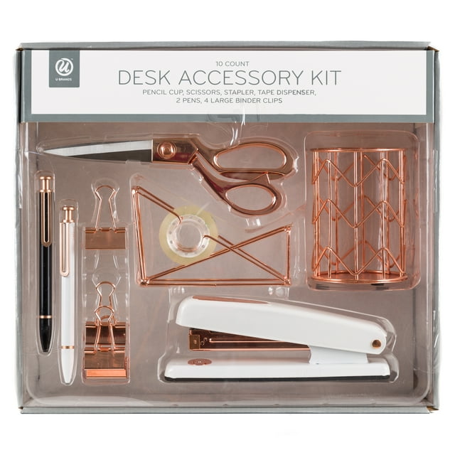 U Brands Desktop Accessory Kit with Scissors and Desk Stapler, Wire ...