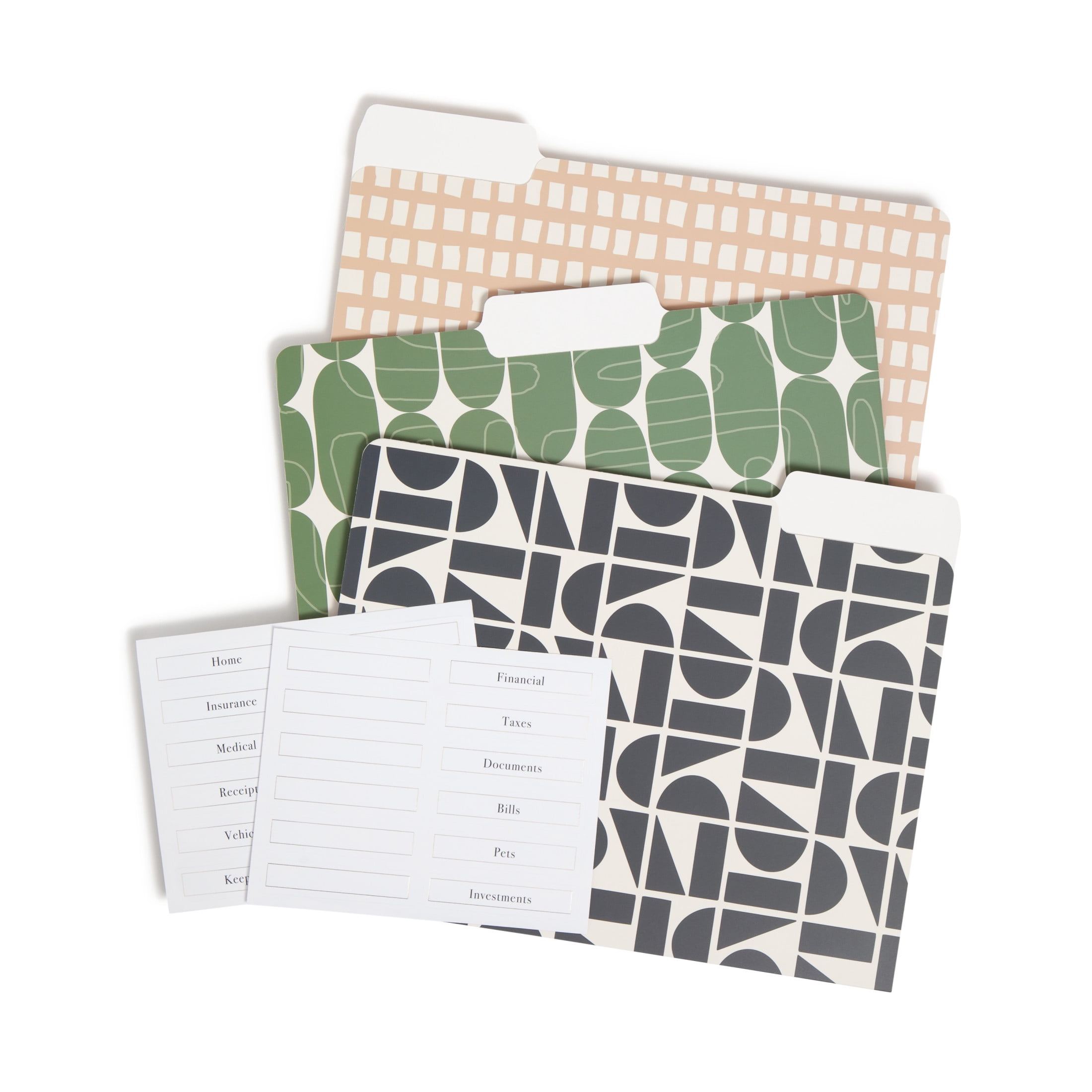 U Brands Fashion File Folders, Set of 9, Off Beat Geo, 1/3-Cut Tabs ...