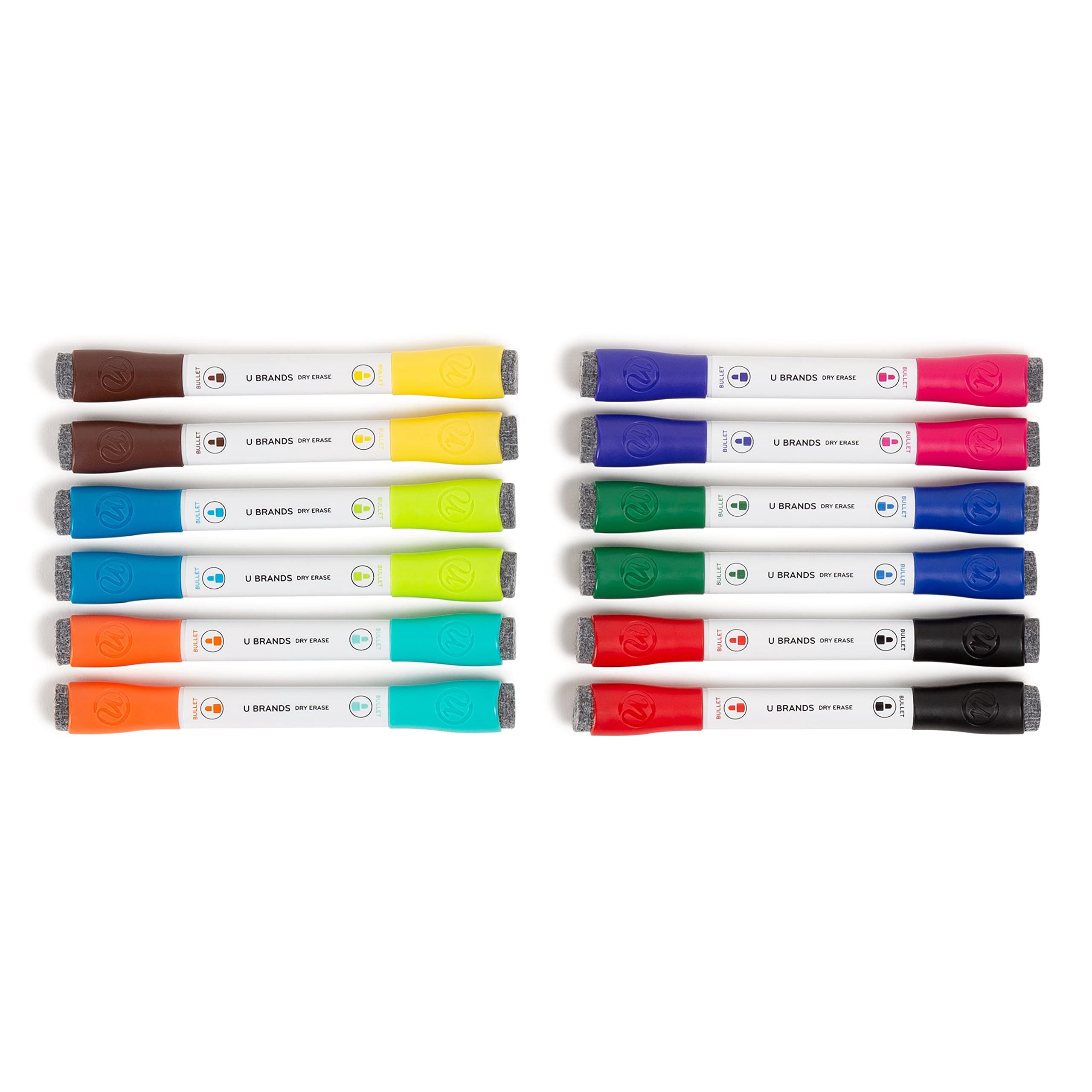 U Brands Magnetic Double-Ended Dry Erase Markers with Erasers, Set of ...