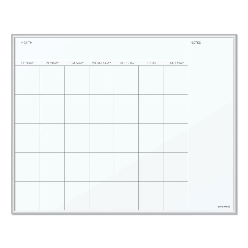 U Brands 20x16 Magnetic Dry Erase Calendar Board, Silver Aluminum Frame ...