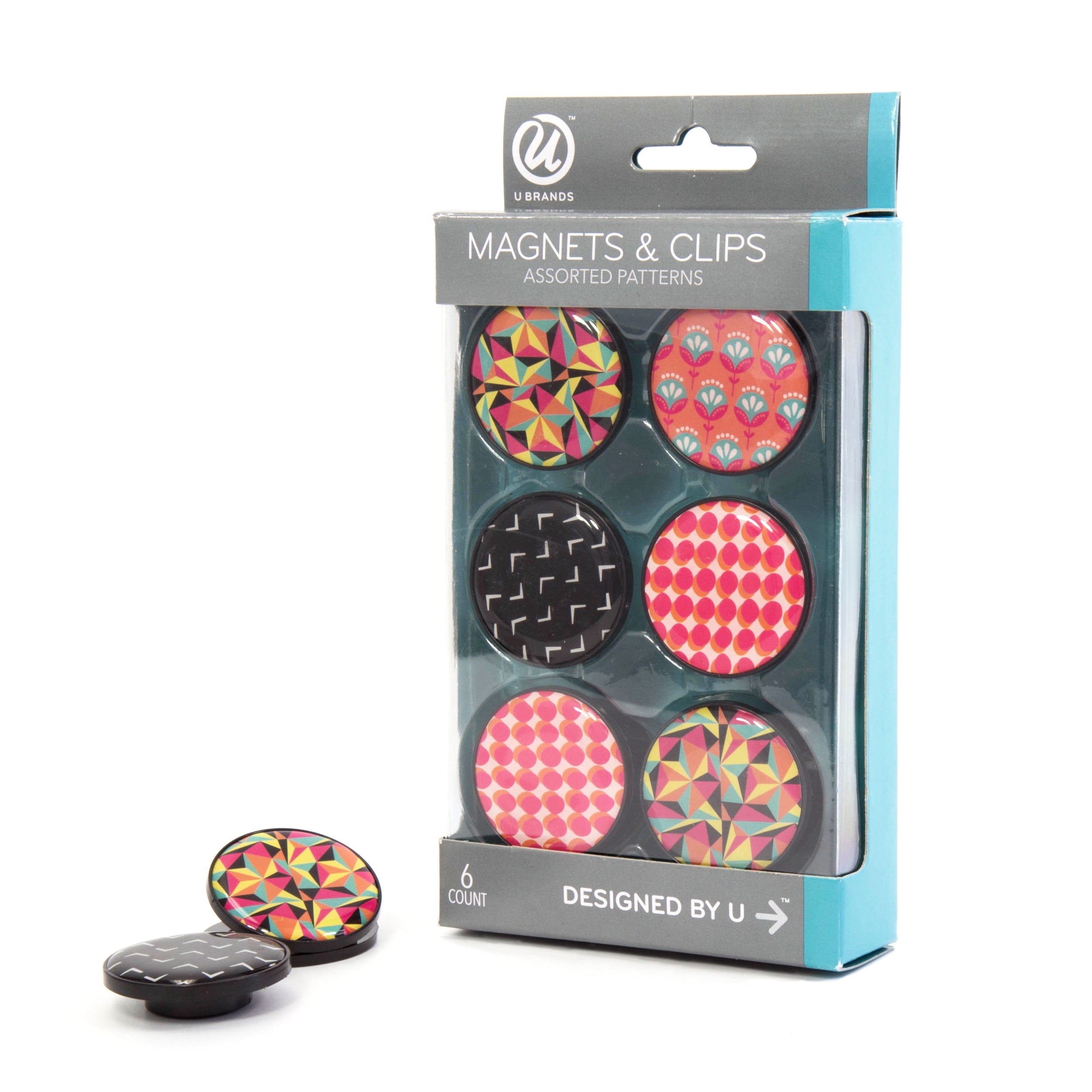 U Brands Magnets and Magnetic Clips, 1-1/4-Inch Diameter, Pop Spring ...