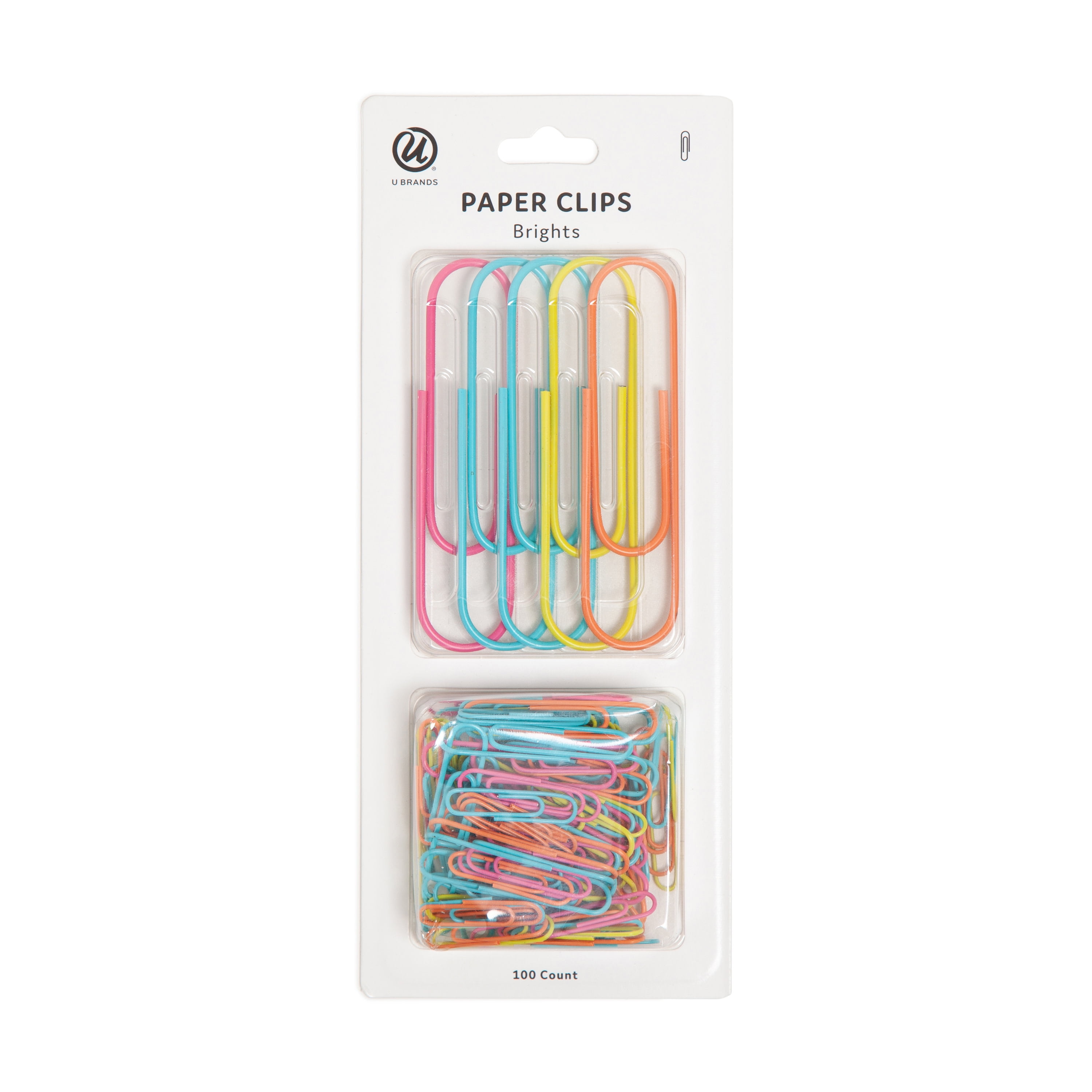 U Brands Paper Clips, Set of 100, Brights Assorted Sizes, Assorted ...