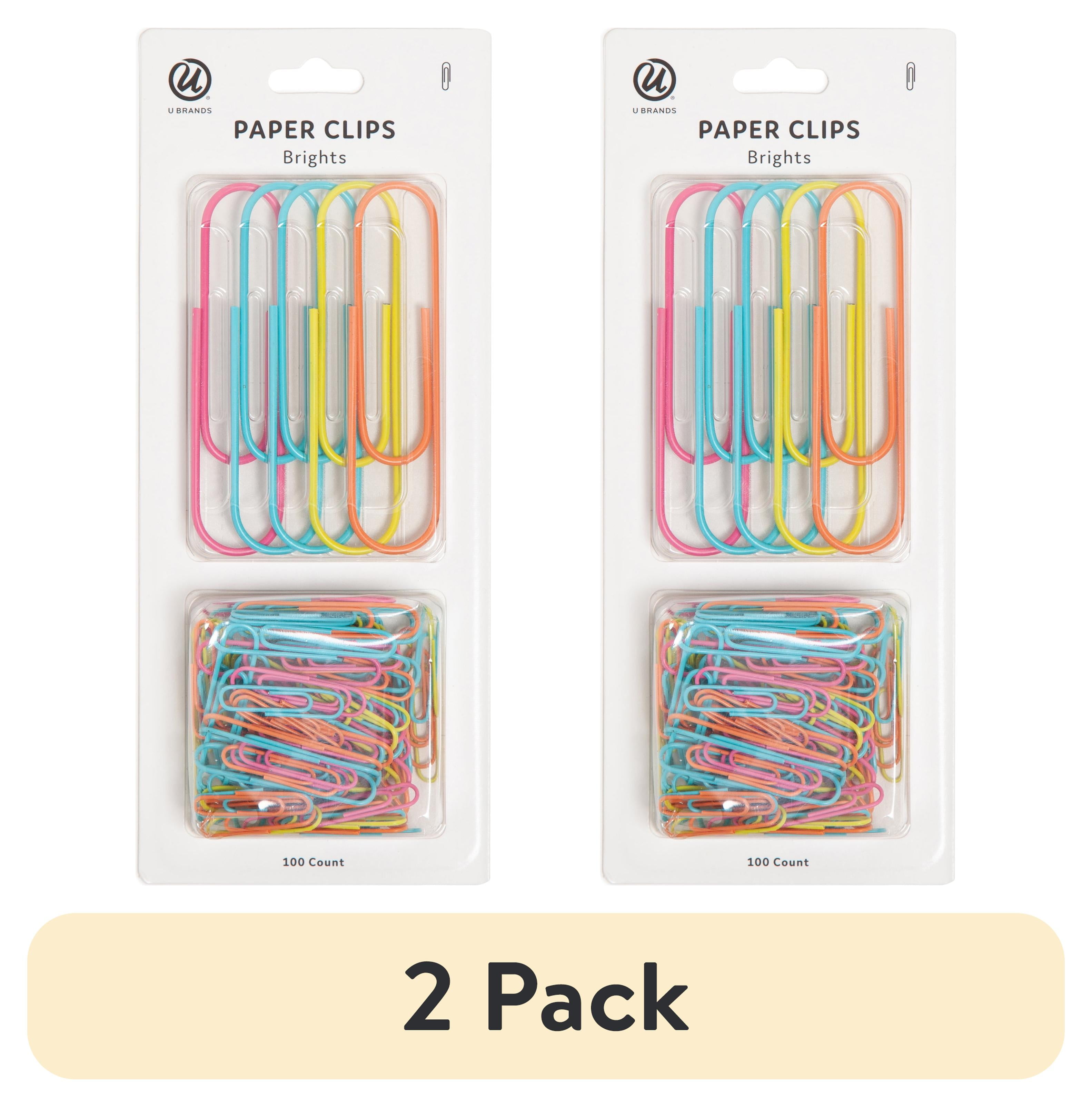 (2 pack) U Brands Paper Clips, Set of 100, Brights Assorted Sizes ...