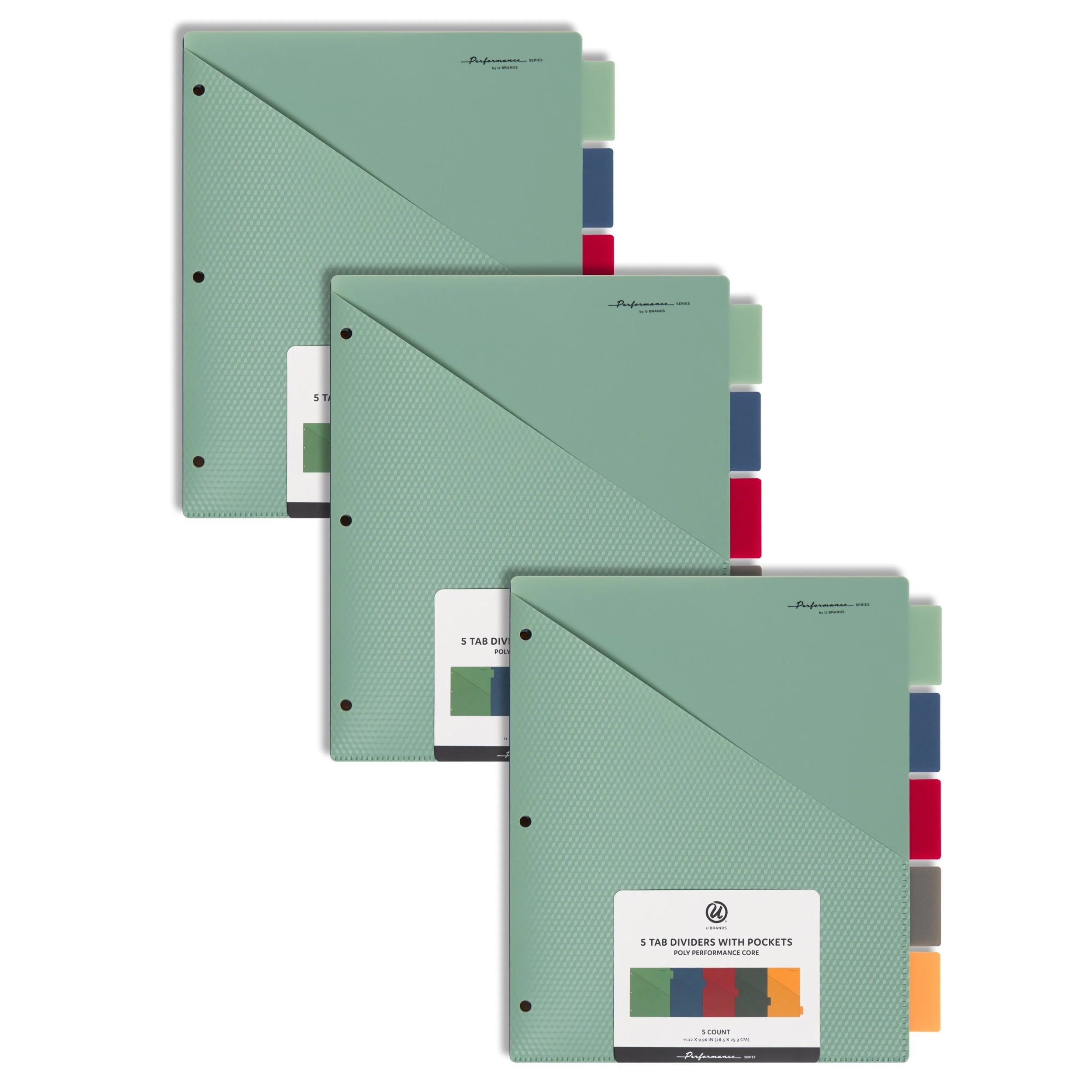 U Brands Poly Performance 5 Tab Subject Dividers w/ Single Pocket - 3 Pack - Walmart.com