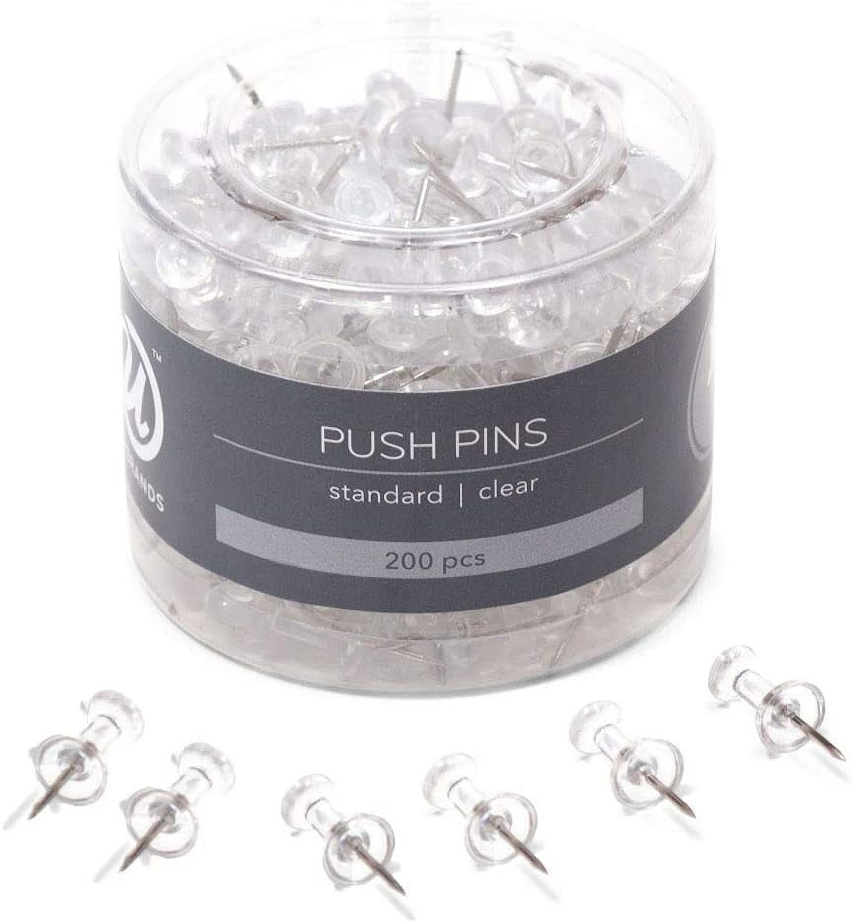 U Brands Push Pins, Clear Plastic Head Thumbtacks, Steel Point, (Pack ...