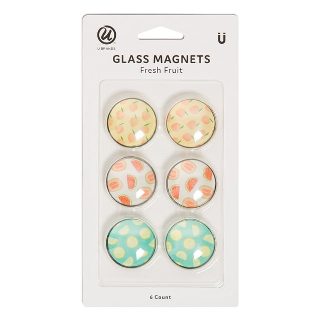 U Brands Round Glass Magnets, 6 Count, Fresh Fruit Designs, 6377U ...