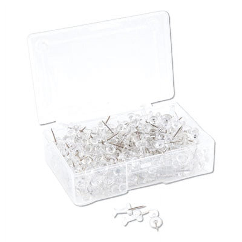 U Brands Standard Push Pins, Plastic, Clear, Clear Head/Silver Pin, 0. ...