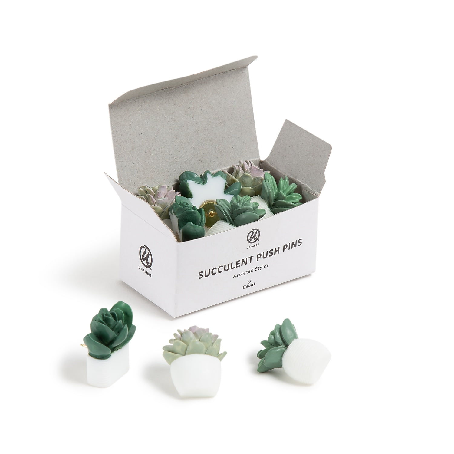 U Brands 3616U0624 Succulent Push Pins, Green, 9/pack - Walmart.com