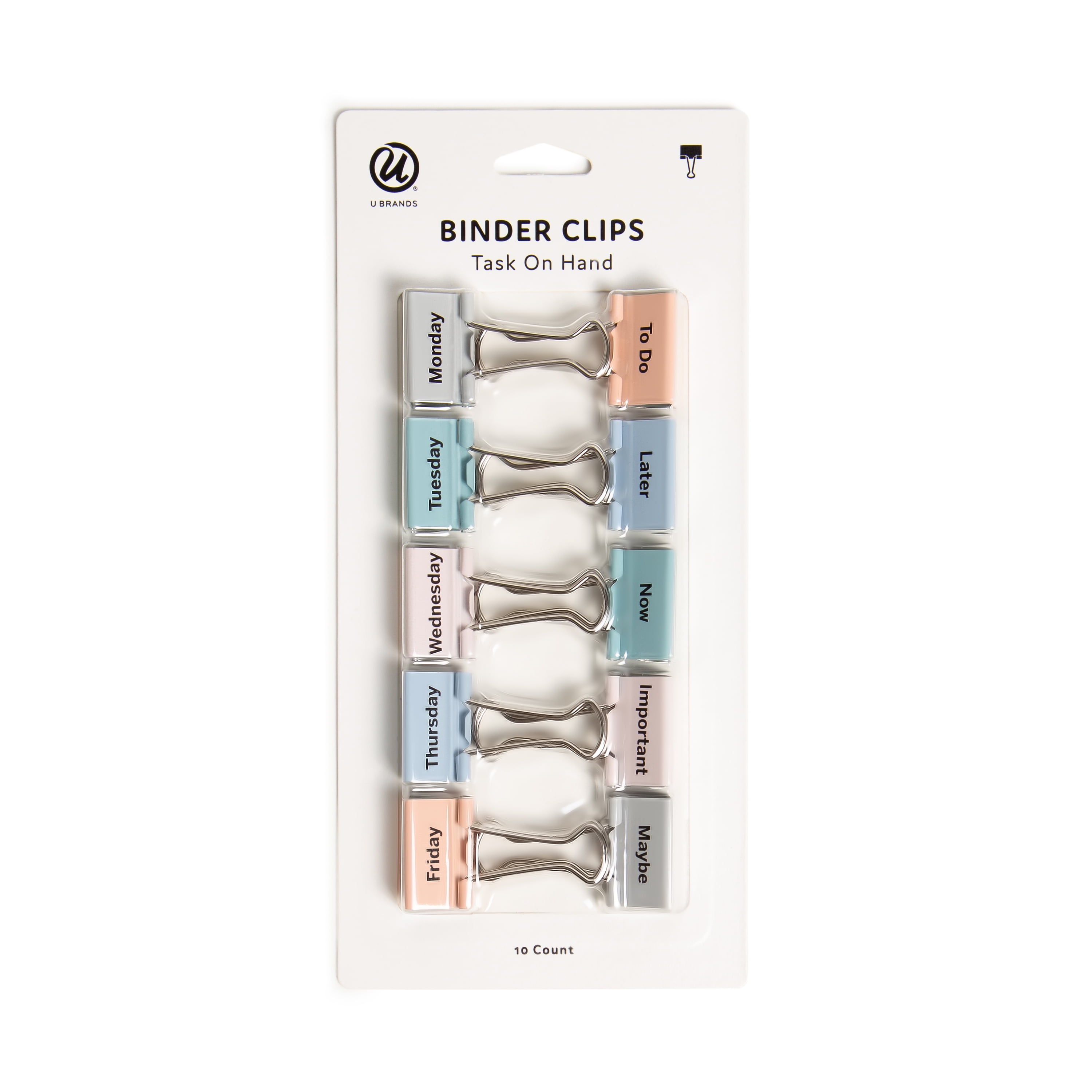 U Brands Task on Hand Binder Clips, 32mm, Assorted, 10 Piece Count ...
