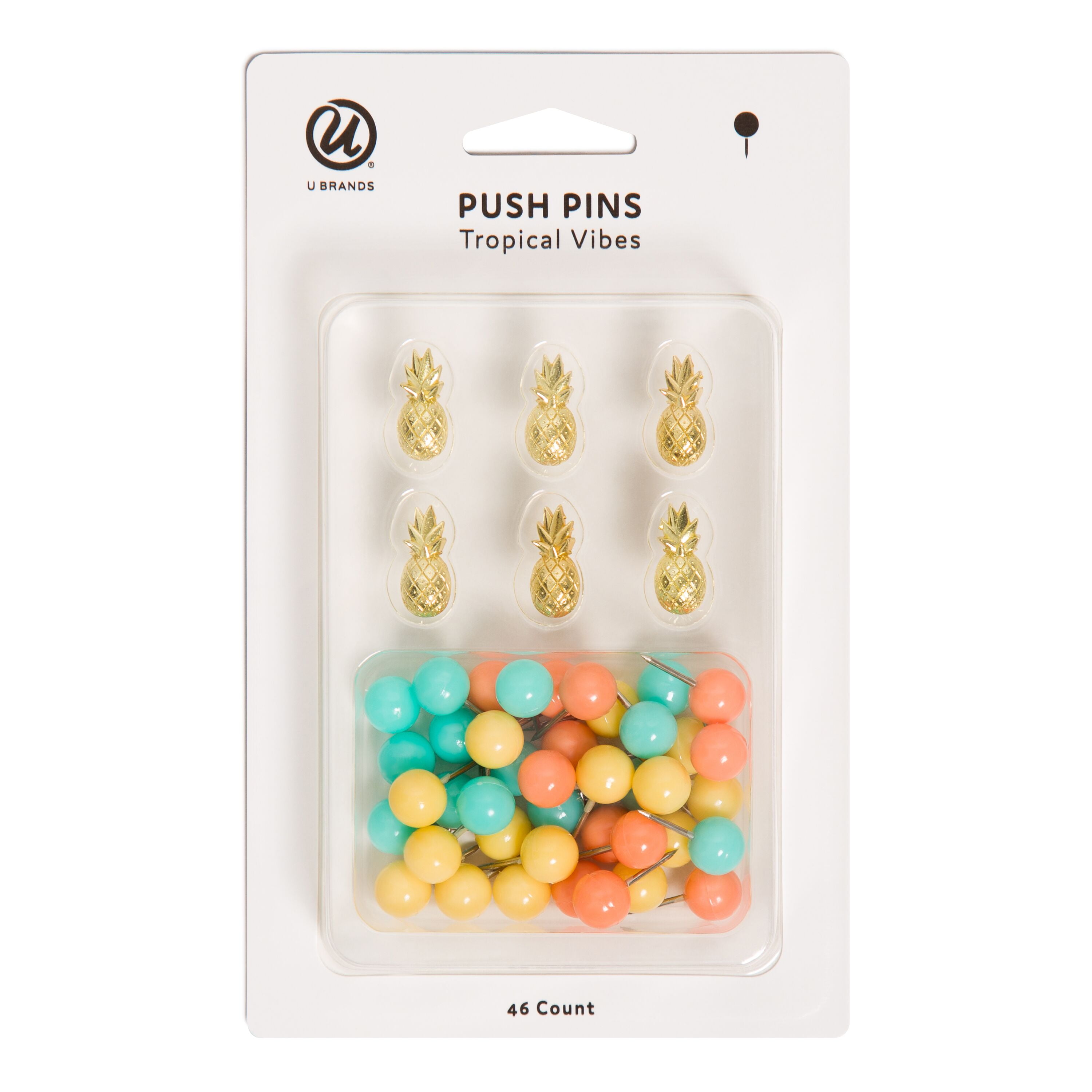U Brands Tropical Push Pins, Multi-Color, 46 Count, Small, 0.25"x0.25 ...