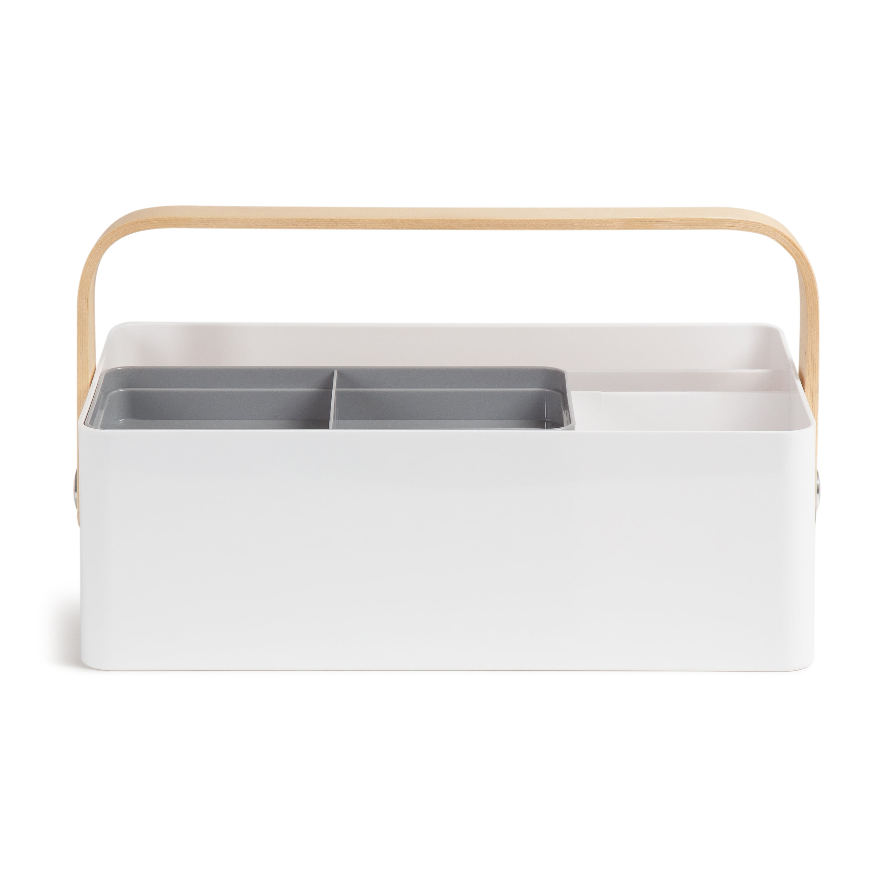 U Brands White Plastic and Wood Desk Caddy, Multi-Compartment, 5387U ...