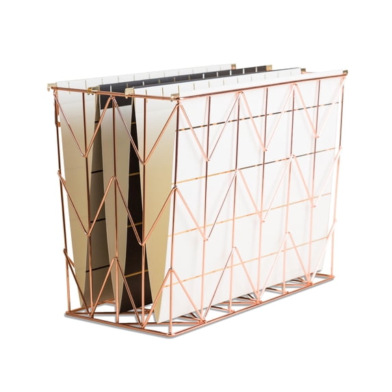 U BRANDS, Wire Hanging File Folder Desk Organizer, 854U, Copper ...