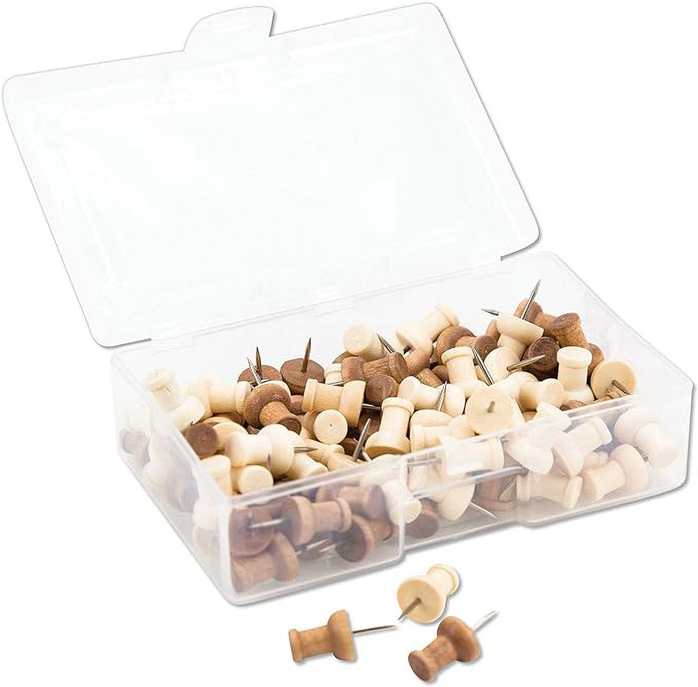 U Brands Wood Push Pins, Natural and Dark, 100-Count (3085U06-24 ...