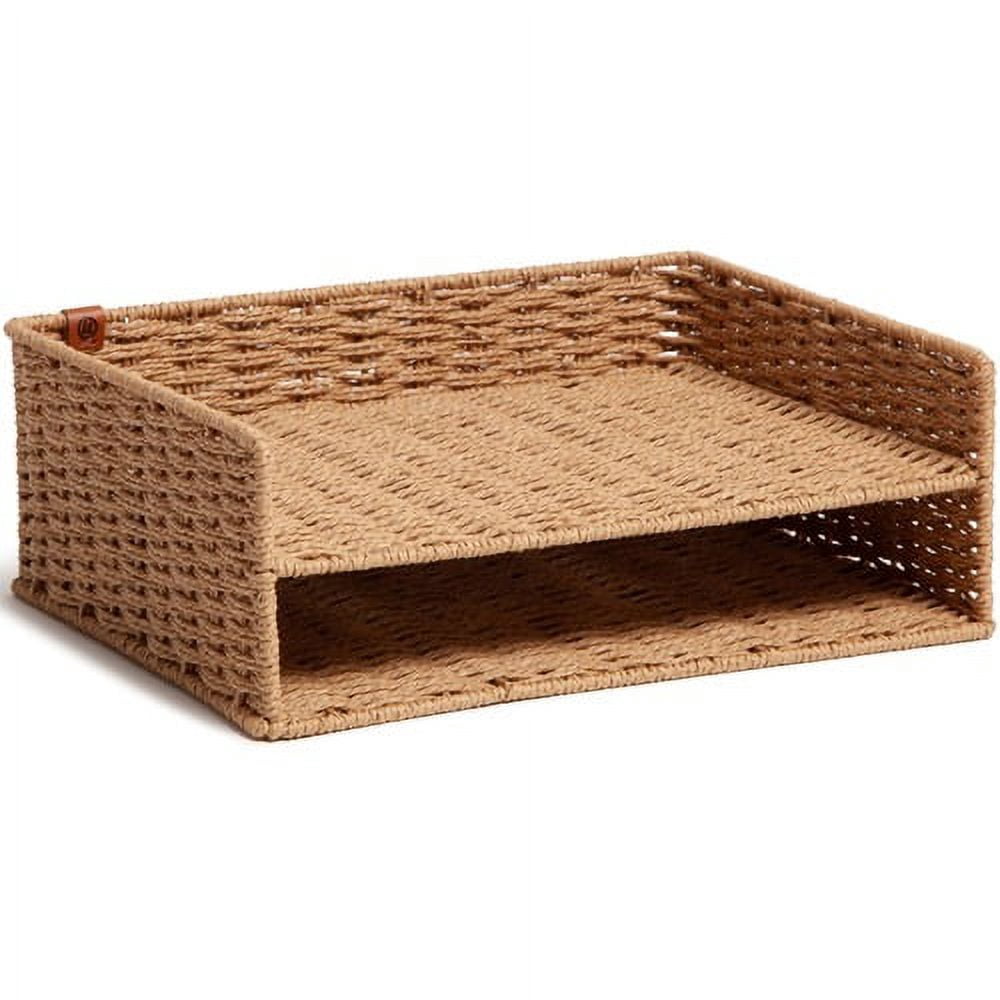U Brands Woven Paper Tray, Brown, Handwoven Design, Sturdy Wire Frame ...
