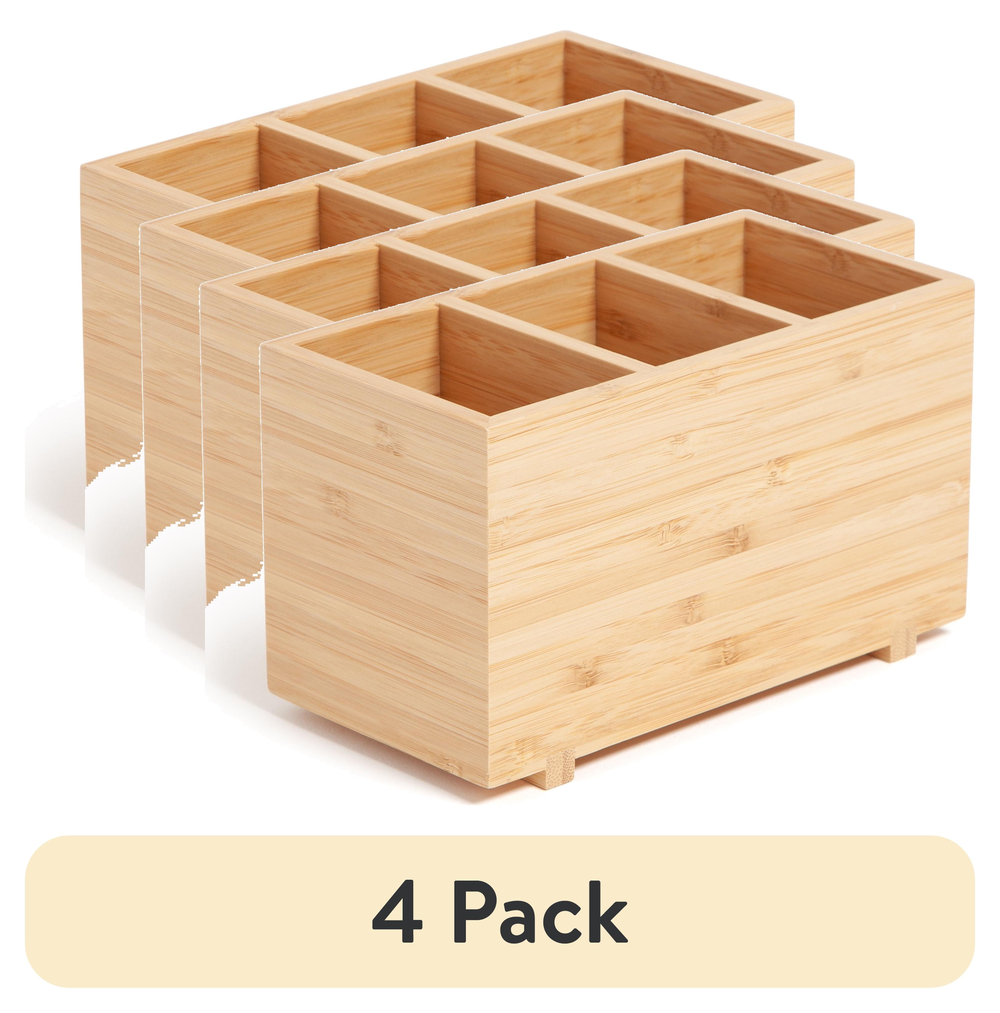 (4 pack) U Brands Zen Desktop Organizer, 7" x 3.5" x 4.2", Bamboo, Made ...