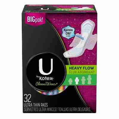 U By Kotex CleanWear Ultra Thin Heavy Flow Pads - 32ct - Walmart.com