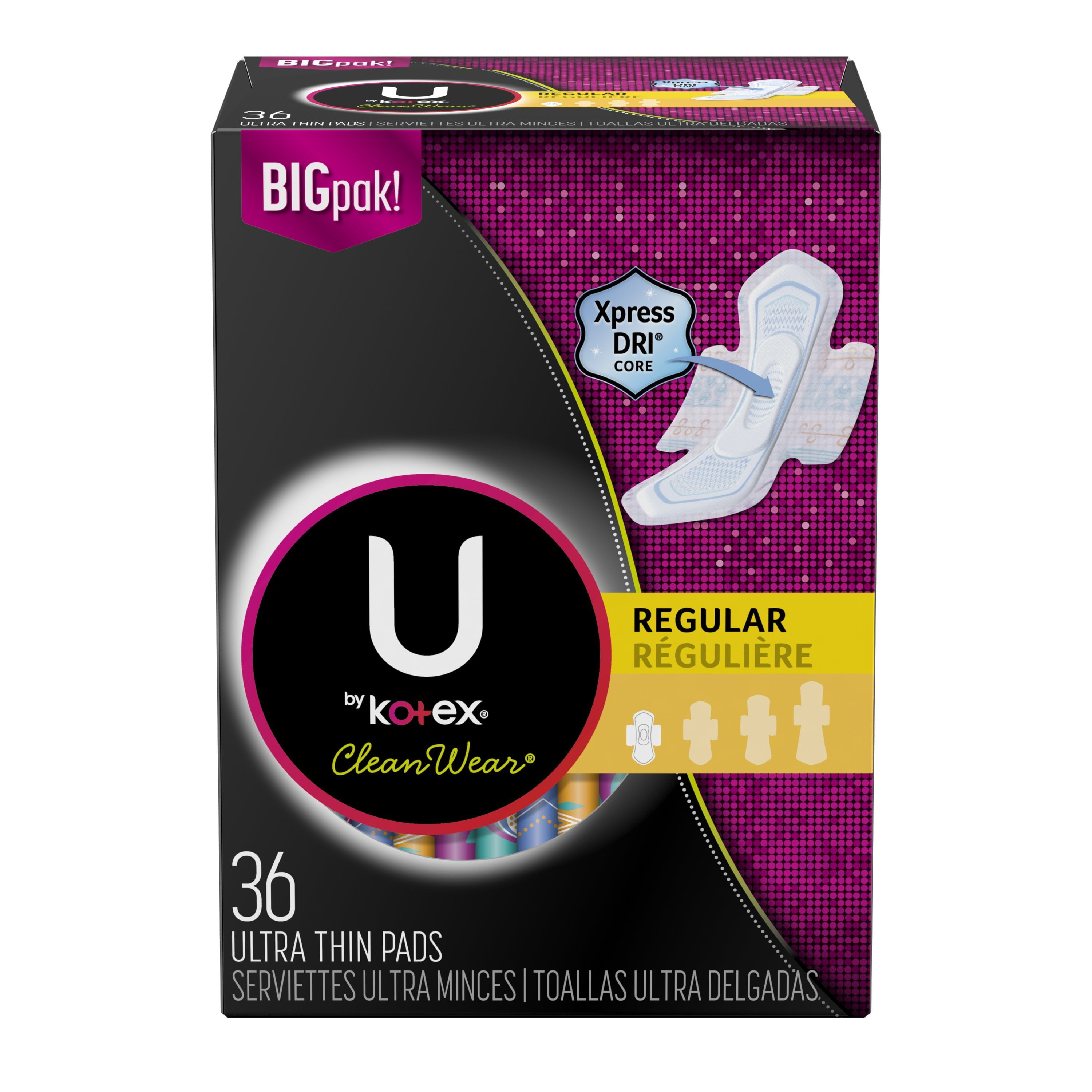 U By Kotex Cleanwear Pad 36ct HSA/FSA Eligible - Walmart.com